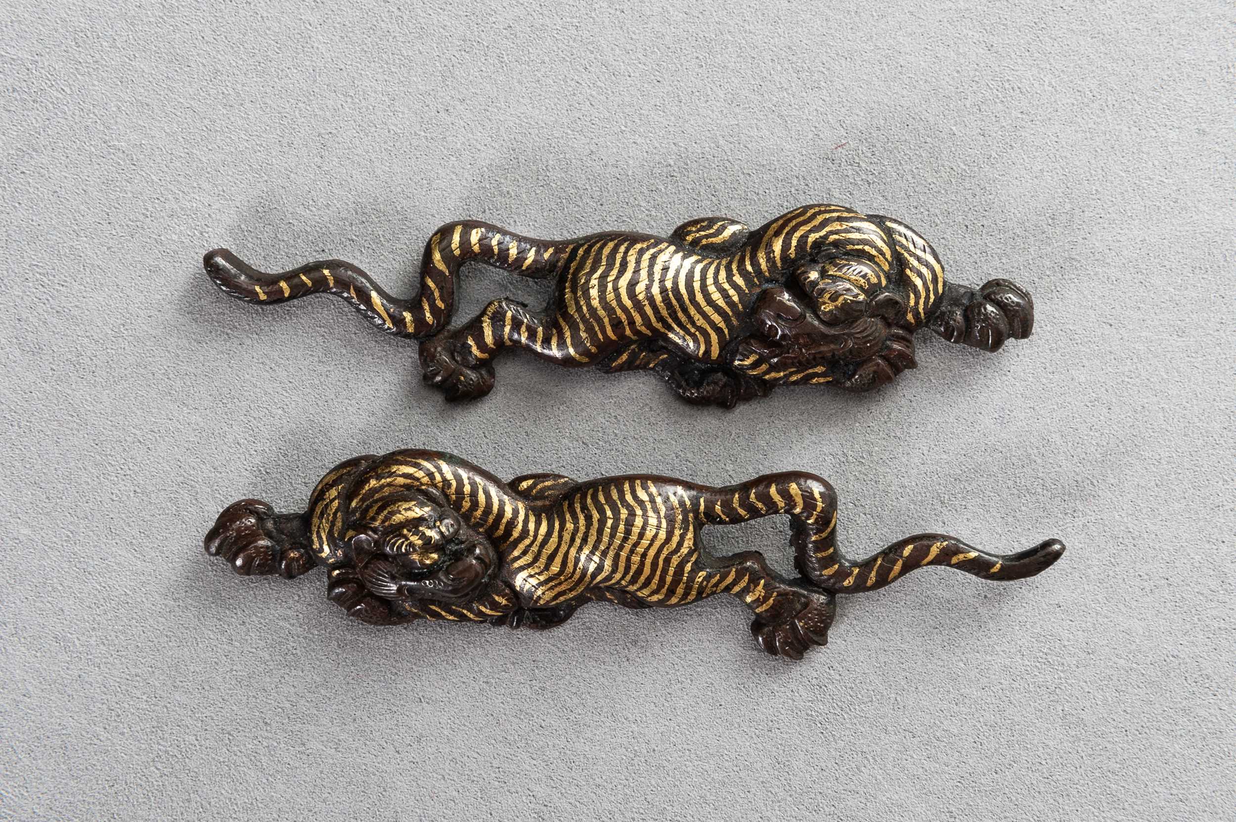 Lot 655 - A LARGE PAIR OF SHAKUDO MENUKI DEPICTING