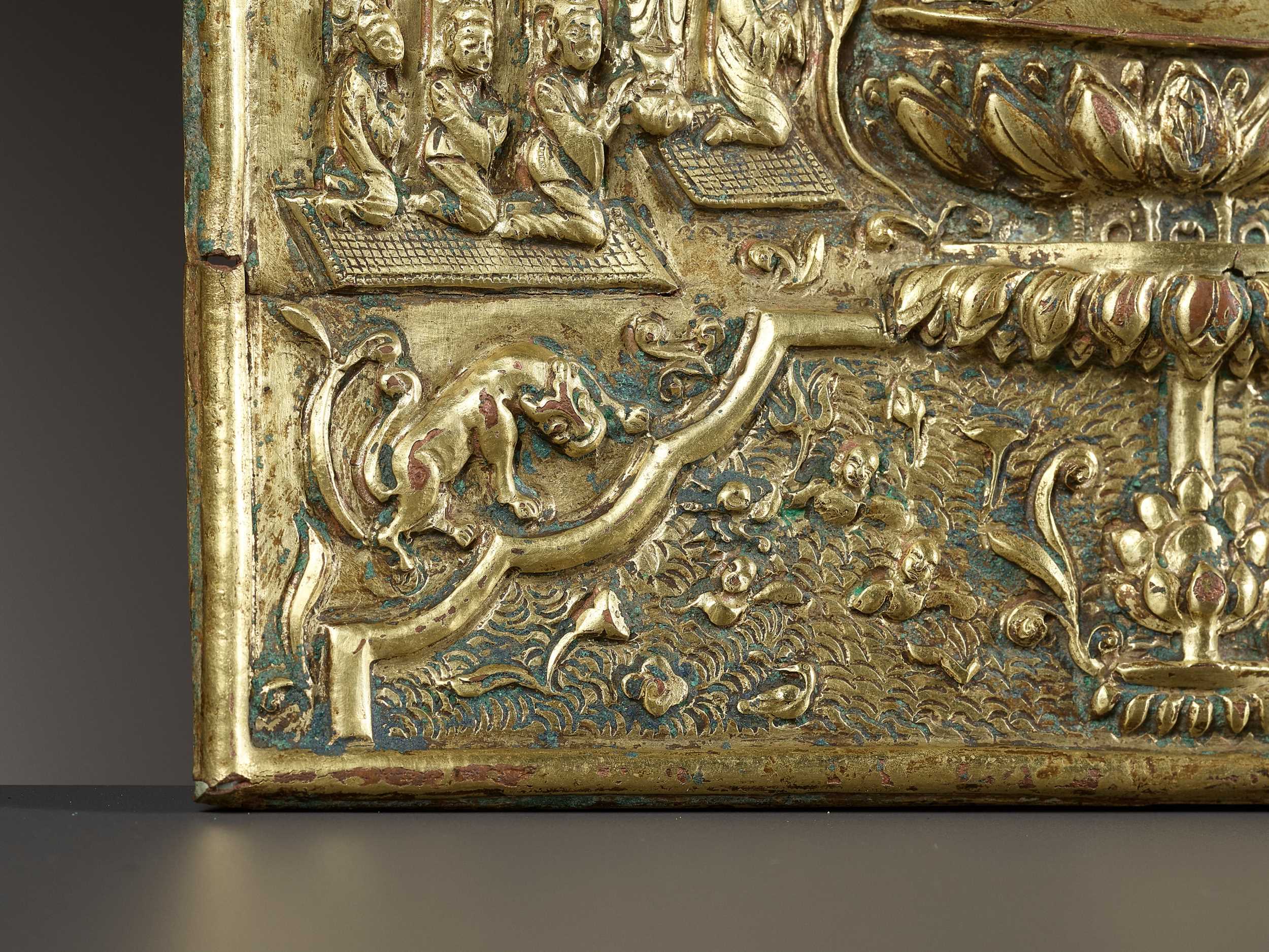 Lot 11 - A LARGE AND IMPORTANT BUDDHIST VOTIVE PLAQUE,