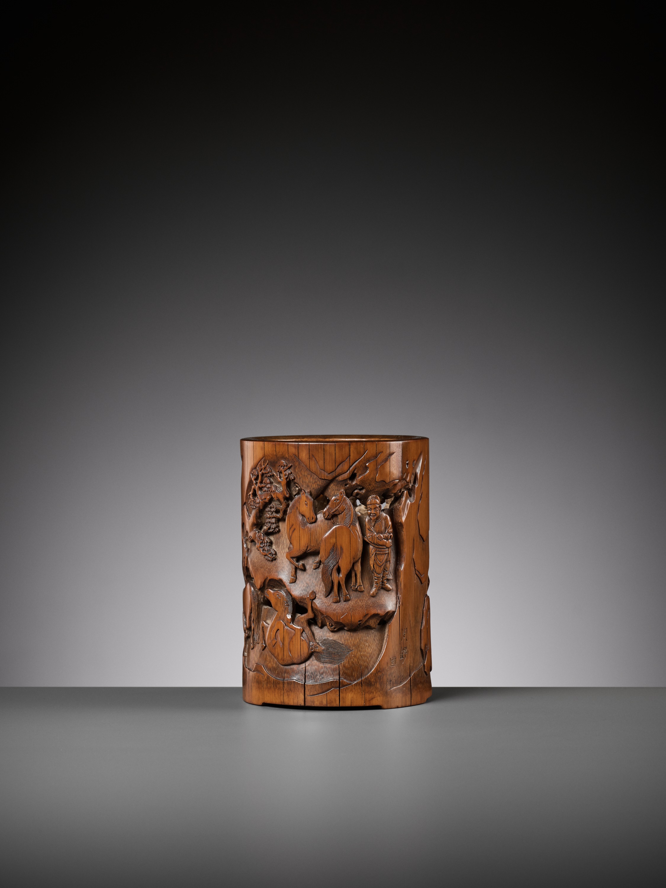 Lot 16 - A JIADING SCHOOL BAMBOO BRUSHPOT, BITONG,