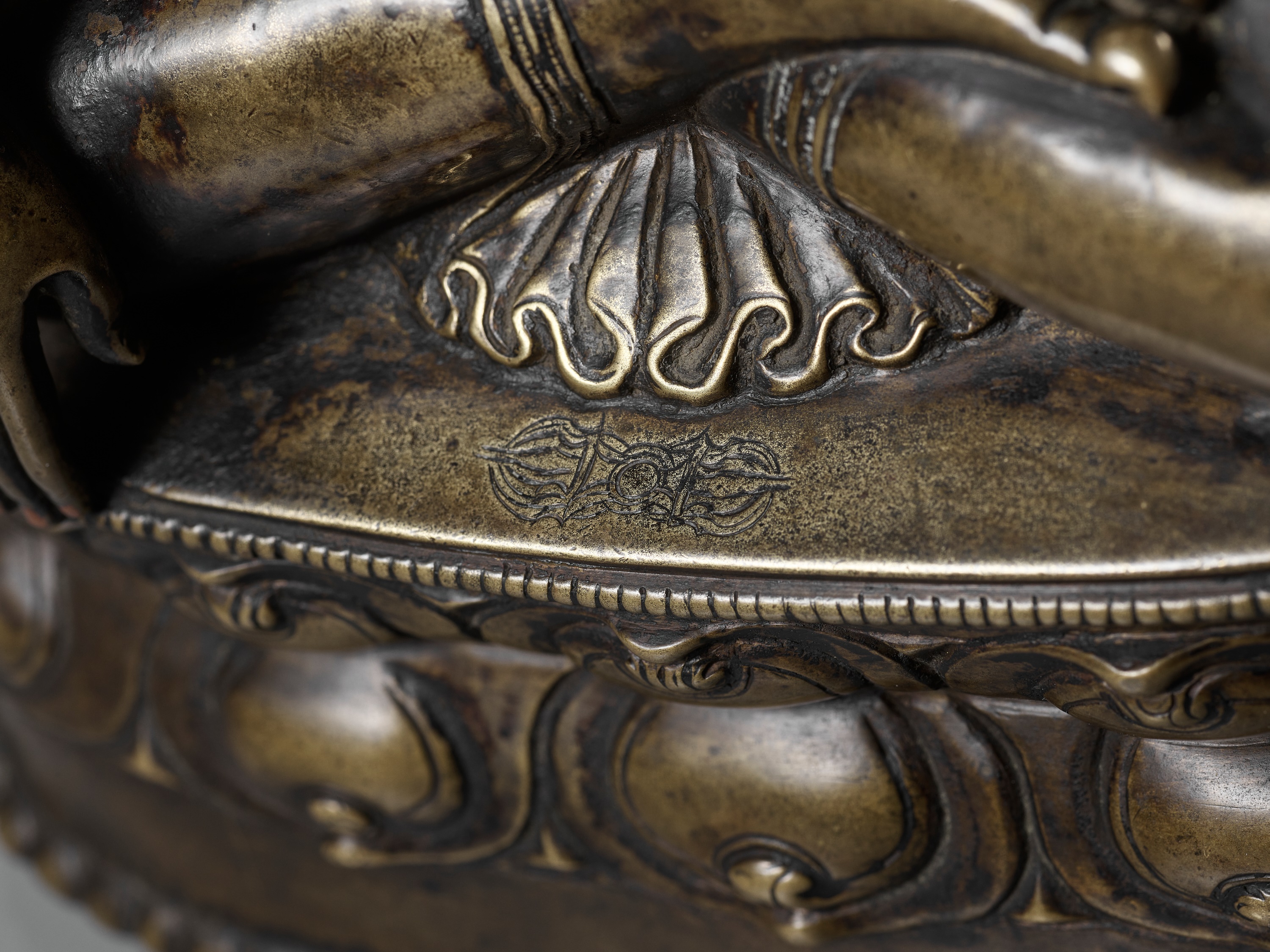 Lot 161 A Copper Inlaid Brass Figure Of Buddha