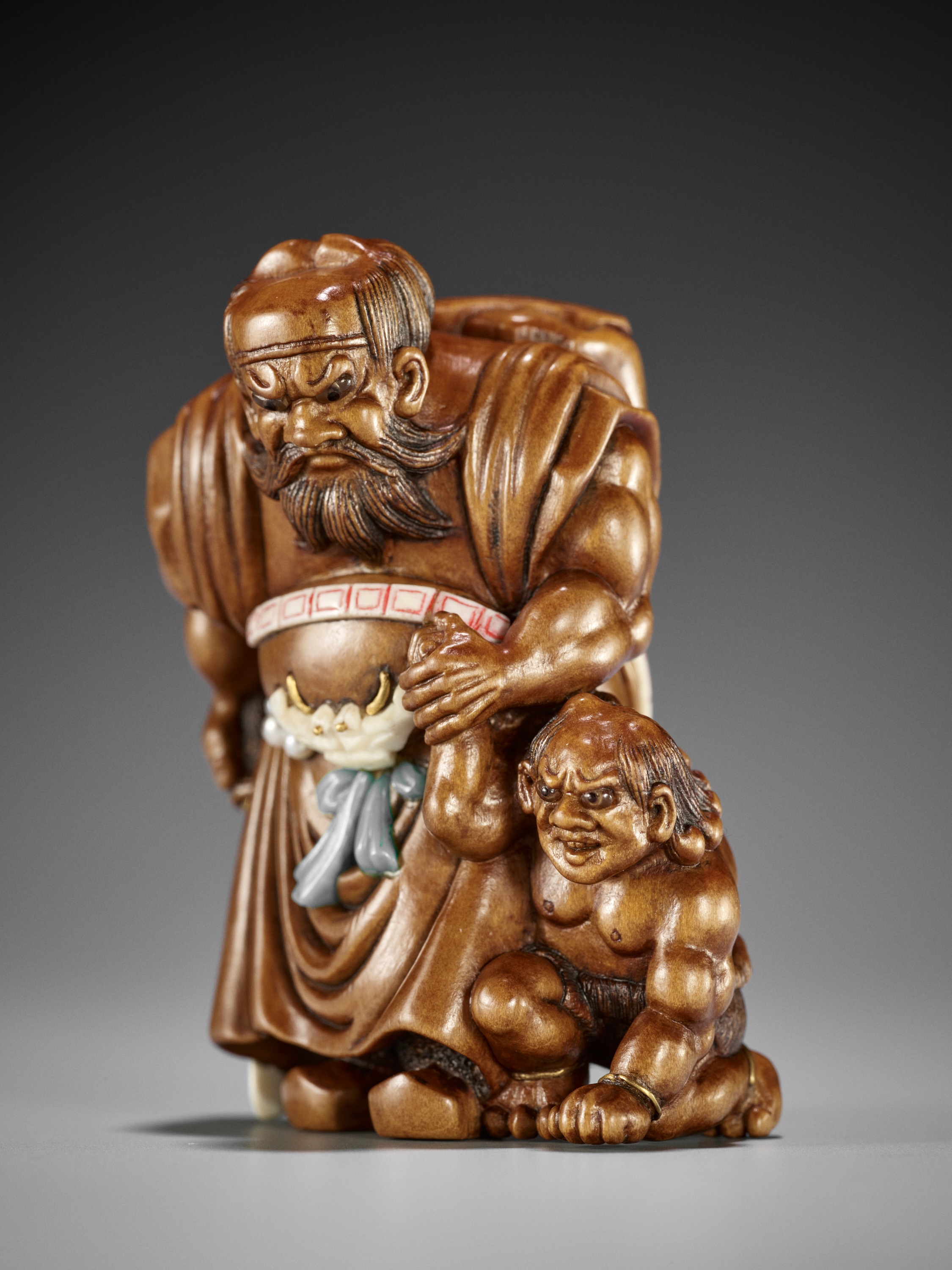 Lot 153 - HIDEYUKI: A CONTEMPORARY WOOD NETSUKE OF