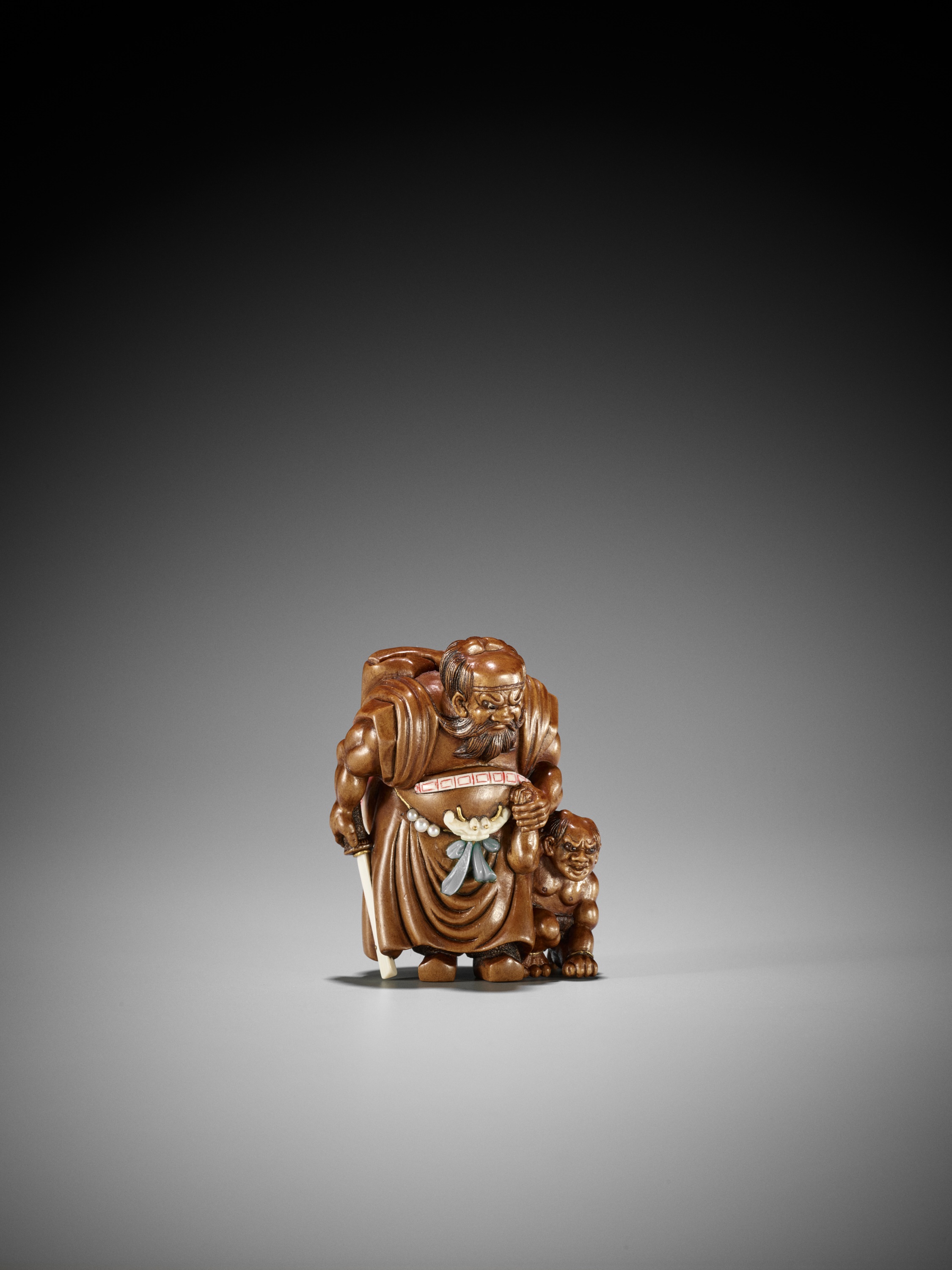 Lot 153 - HIDEYUKI: A CONTEMPORARY WOOD NETSUKE OF