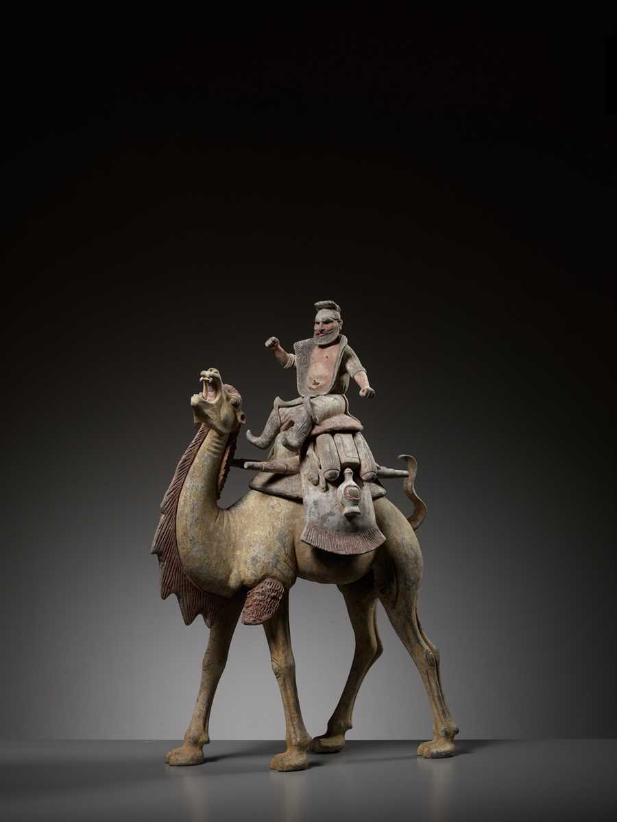 Lot 69 - A MASSIVE PAINTED POTTERY FIGURE OF A