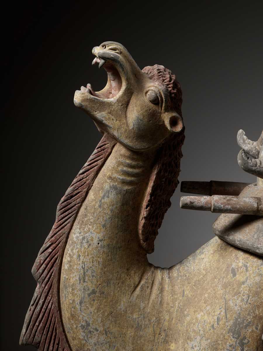 Lot 69 - A MASSIVE PAINTED POTTERY FIGURE OF A