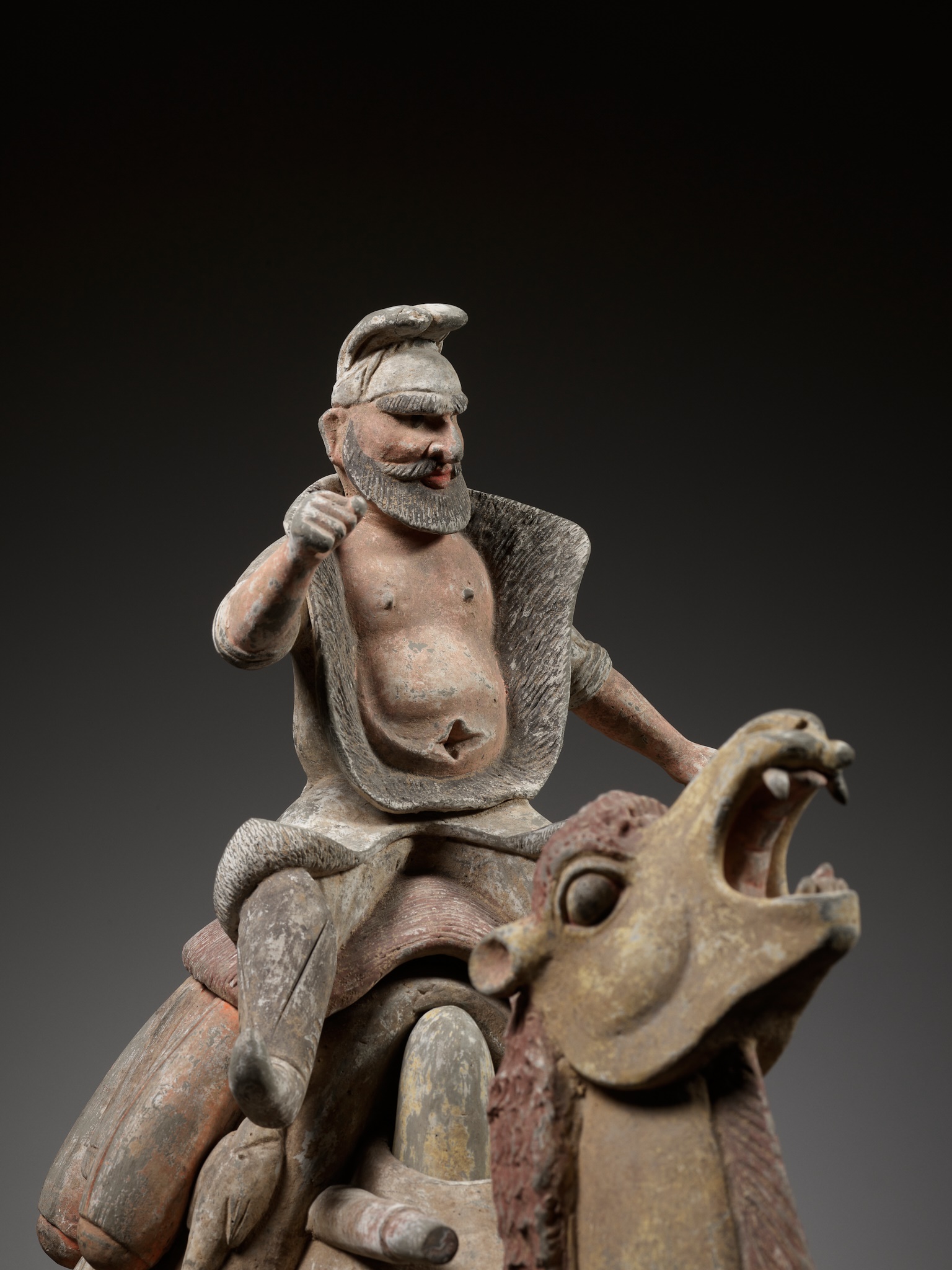 Lot 69 - A MASSIVE PAINTED POTTERY FIGURE OF A