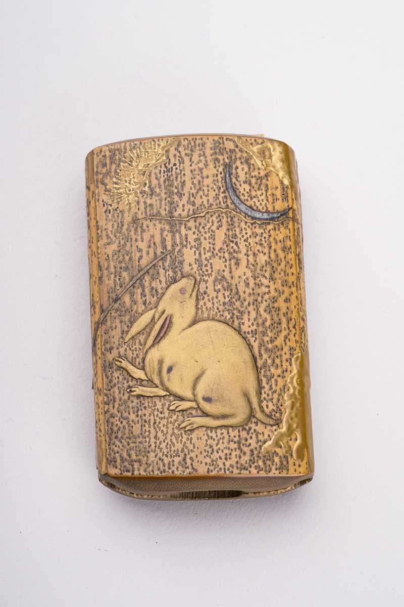 Lot 1623 - A BAMBOO YATATE (PORTABLE WRITING SET) WITH