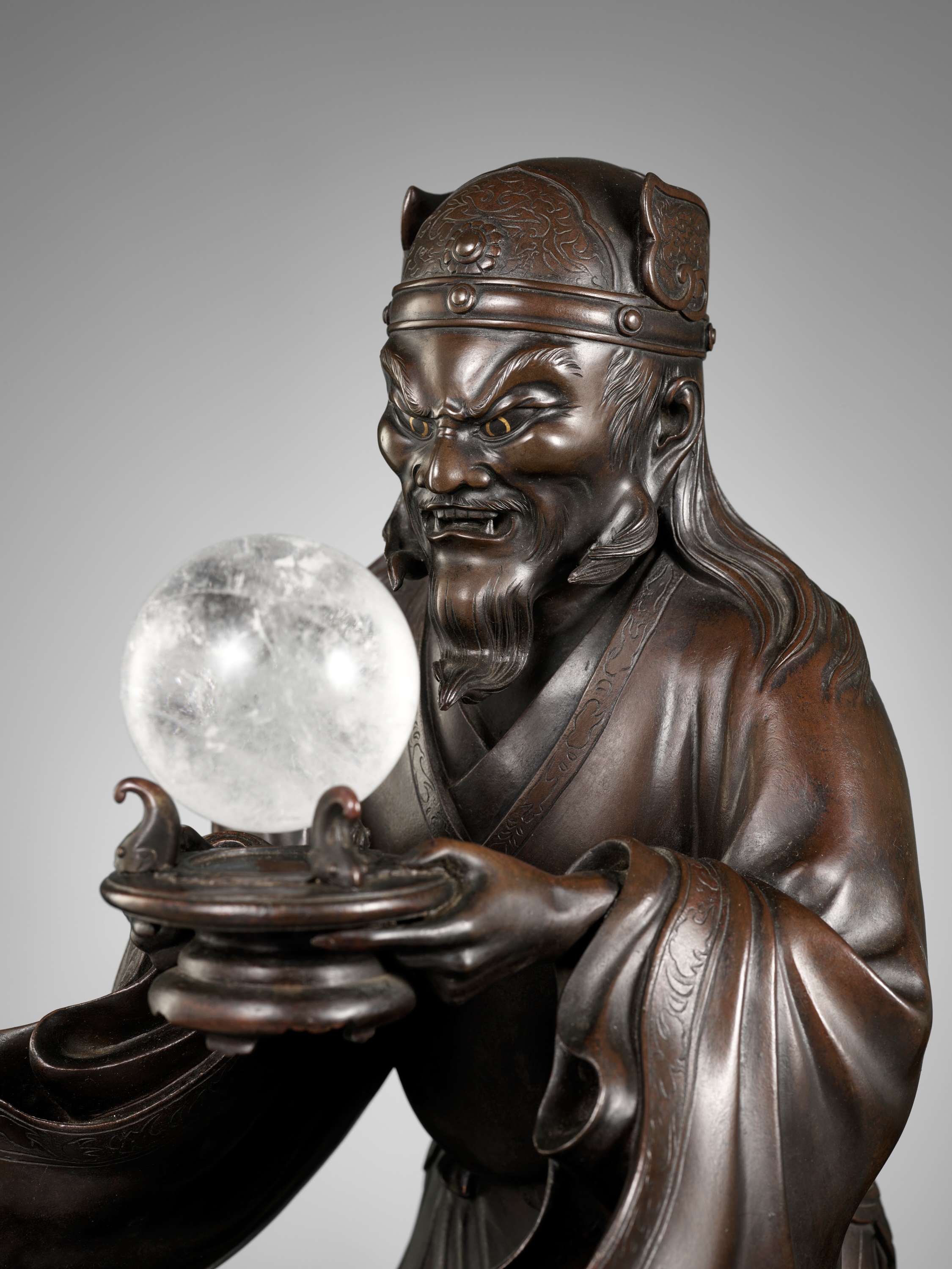 Lot 55 - AN IMPRESSIVE BRONZE OKIMONO OF RYUJIN