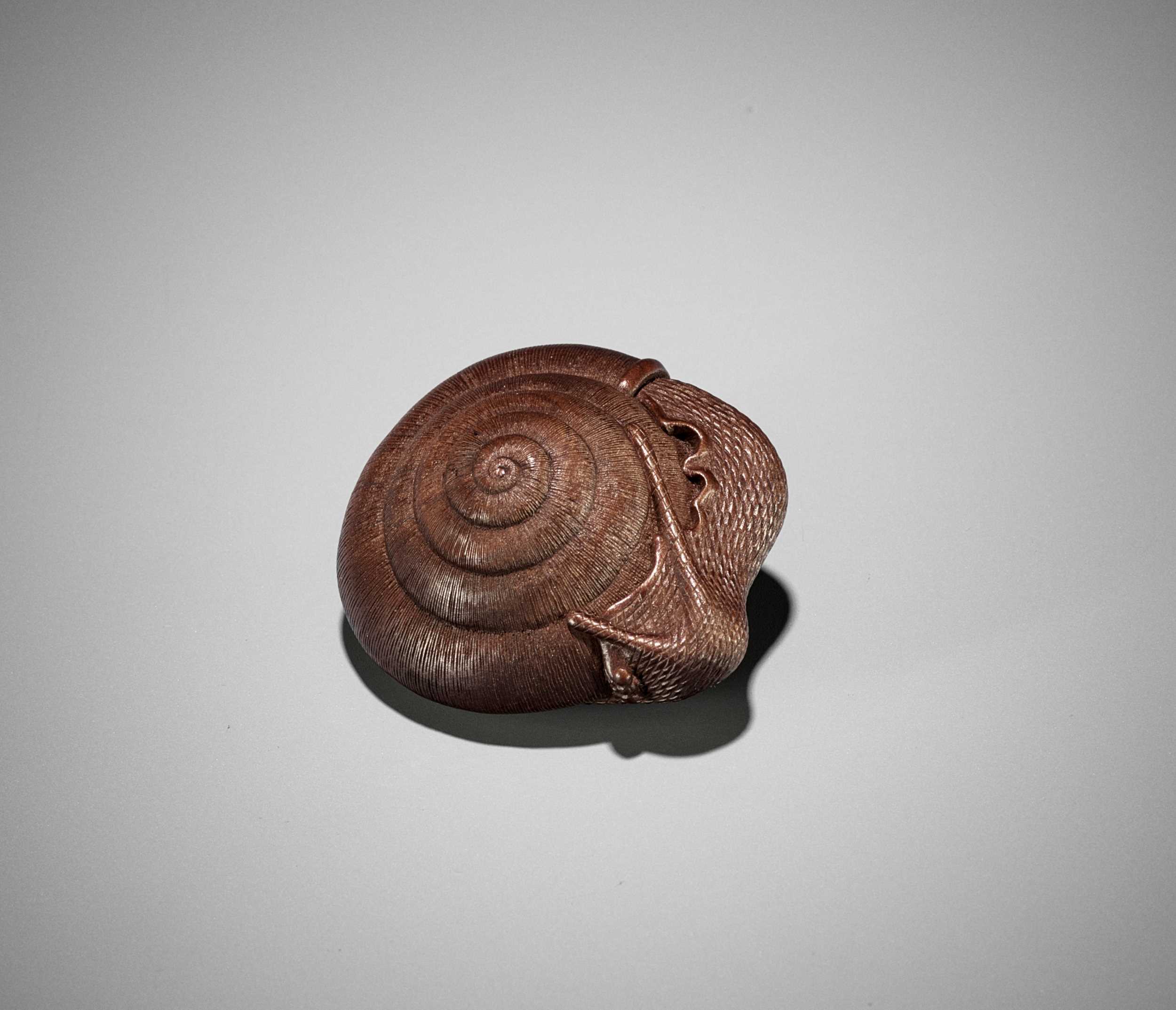 Lot 279 - VADYM PYVOVAR: A WOOD NETSUKE OF A SNAIL