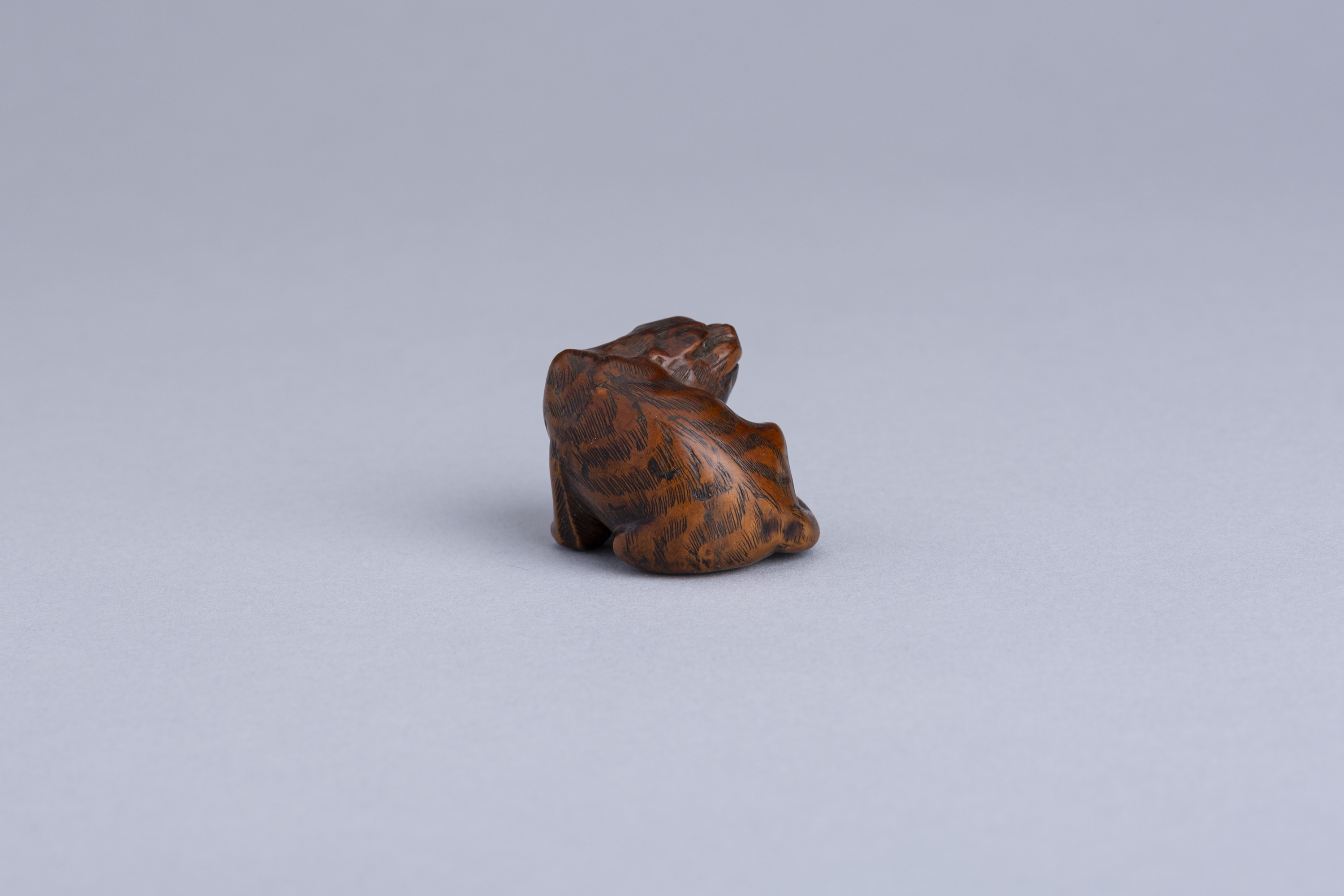 Lot 333 - MASANAO: A WOOD NETSUKE OF A SNARLING TIGER,