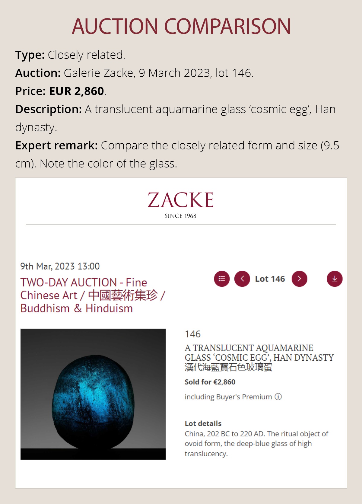 Lot 732 - A TRANSLUCENT GLASS ‘COSMIC EGG’, HAN