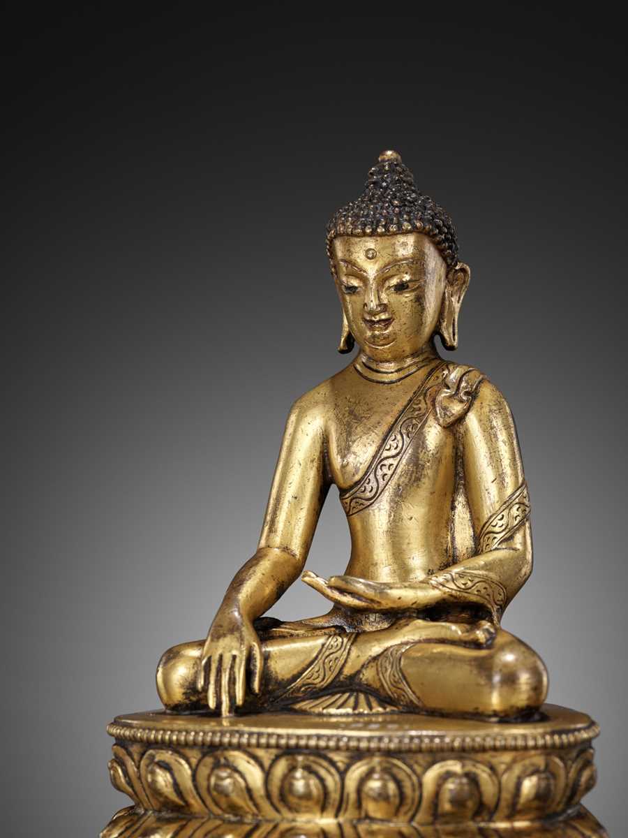 Lot 507 - A GILT-BRONZE FIGURE OF BUDDHA, ZANABAZAR