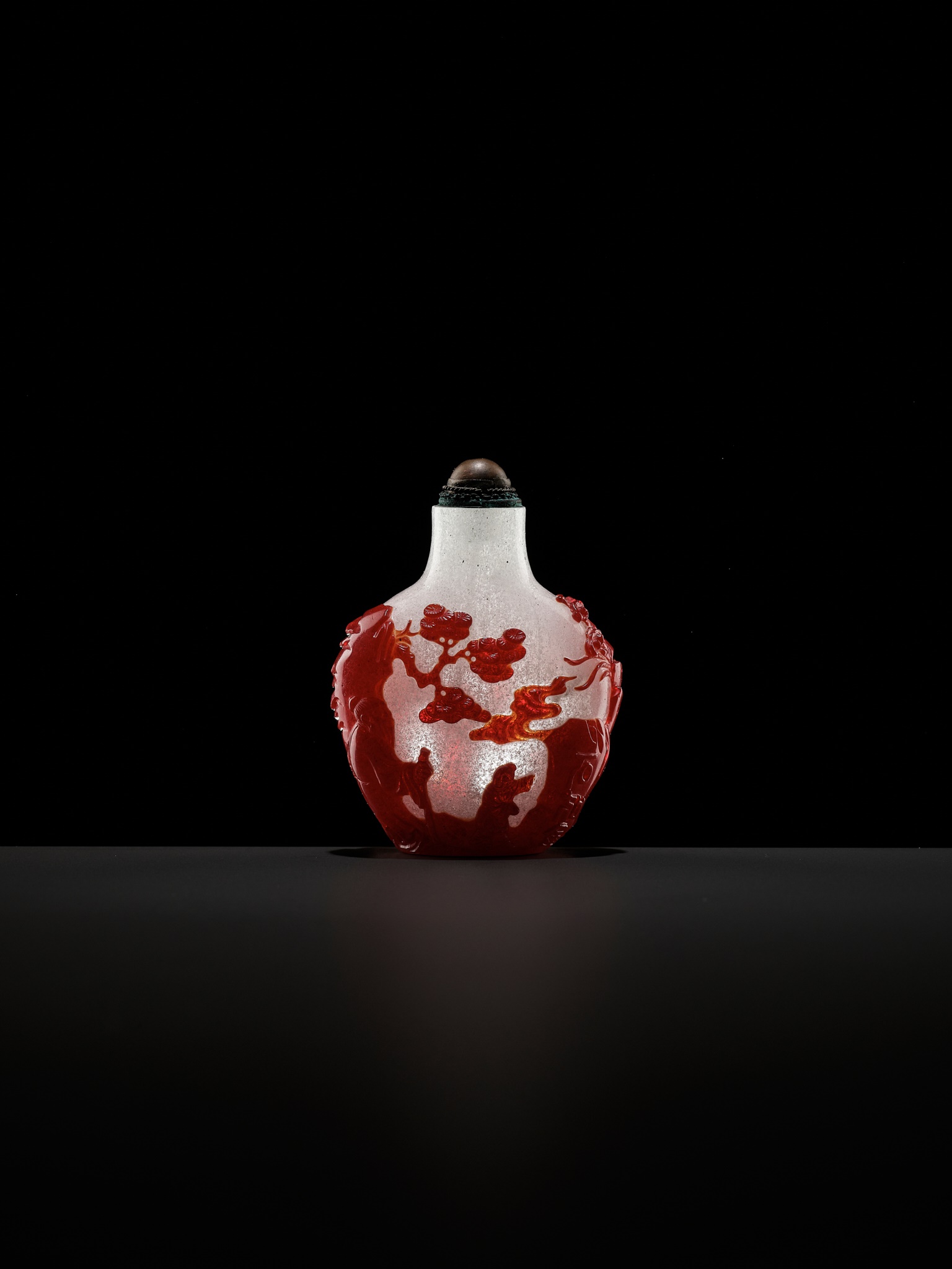 Lot 595 - A RUBY-RED OVERLAY SNOWFLAKE GLASS ‘SCHOLAR’