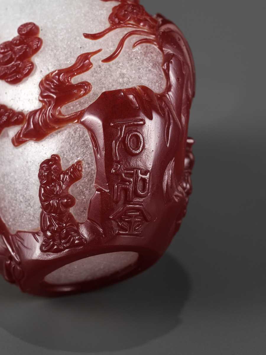 Lot 595 - A RUBY-RED OVERLAY SNOWFLAKE GLASS ‘SCHOLAR’