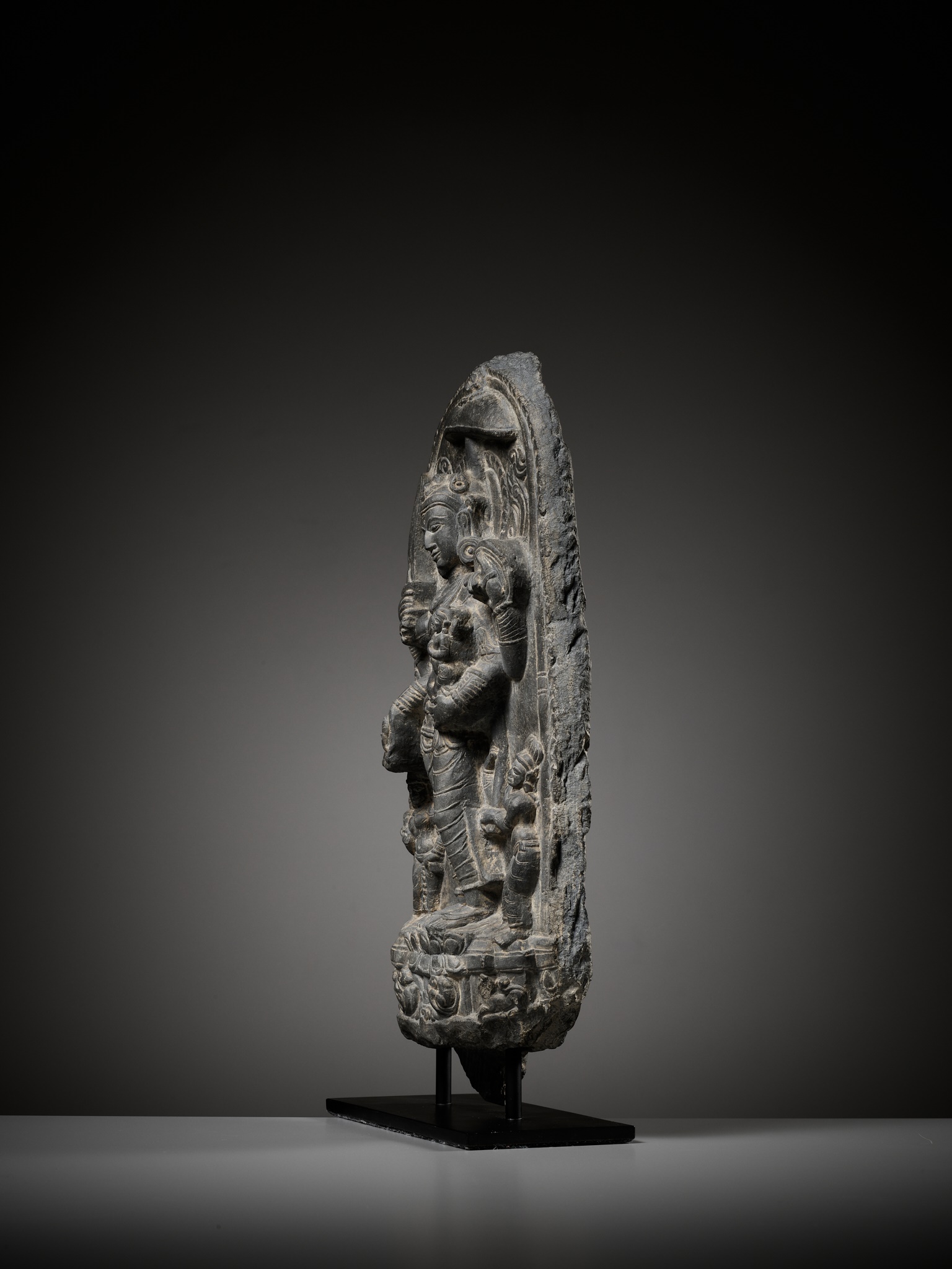 Lot 680 - A RARE BLACK STONE STELE OF PARVATI, PALA