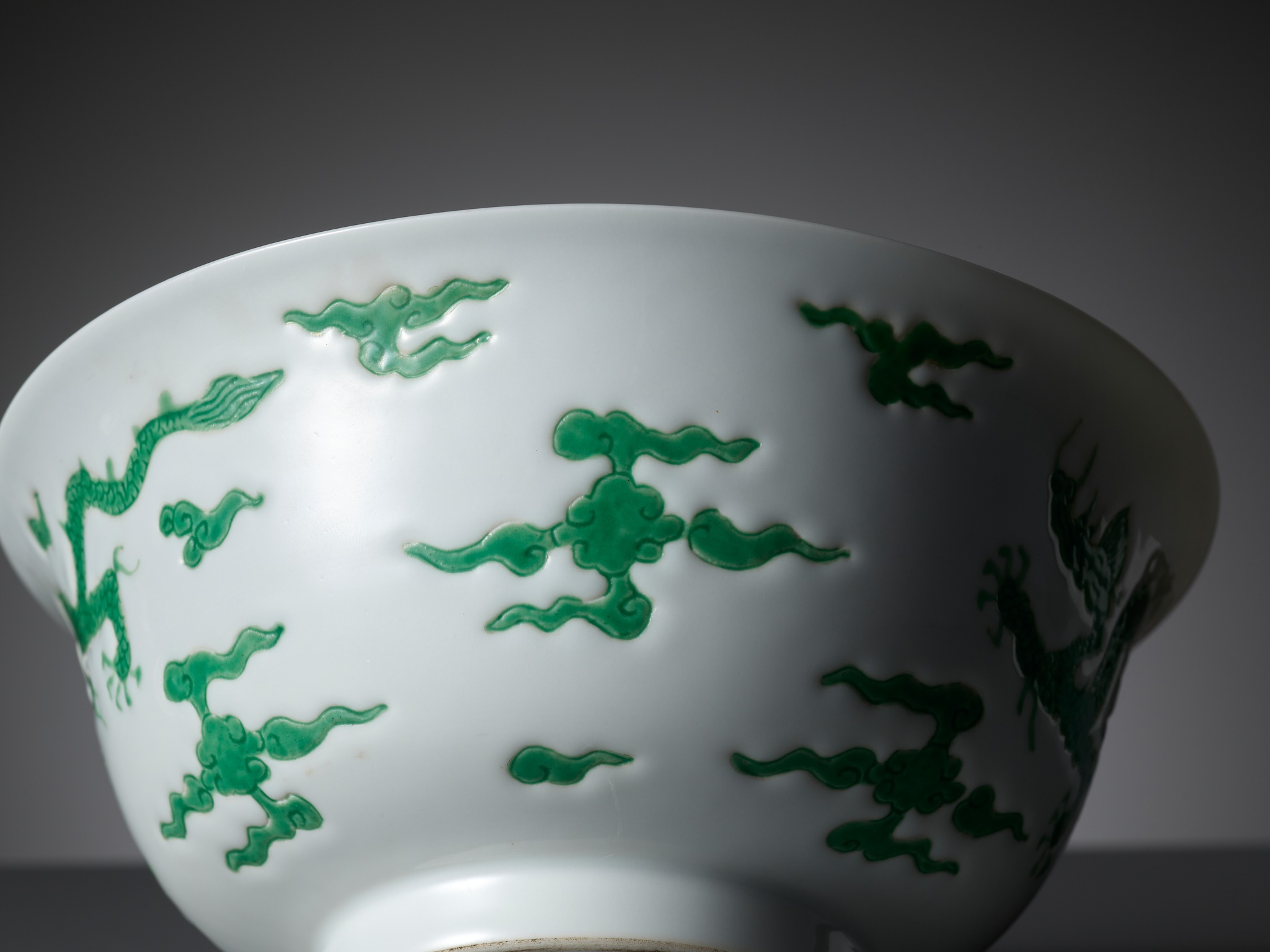 Lot 82 - A RARE PAIR OF MING-STYLE GREEN-ENAMELED