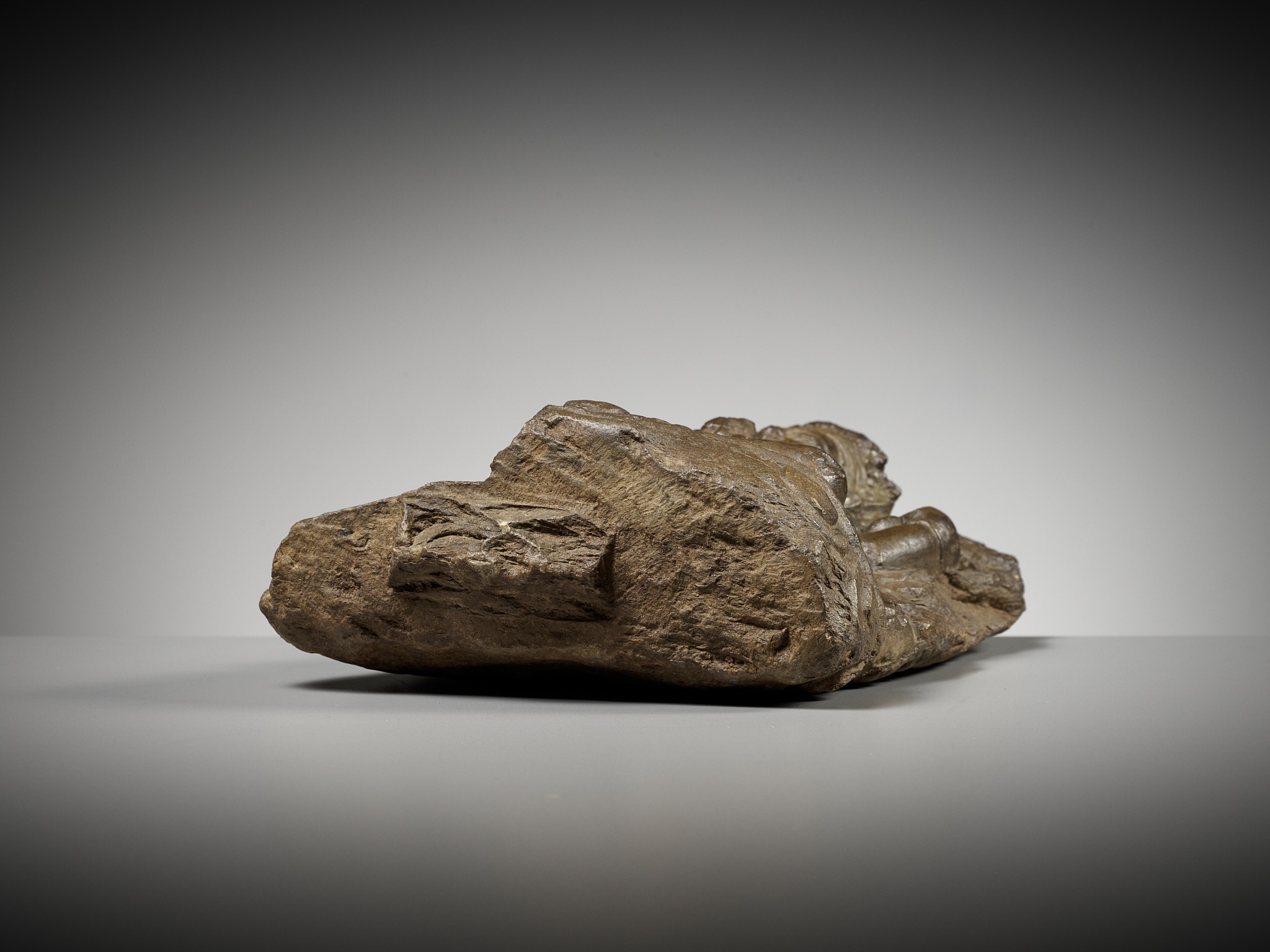 Lot 514 - A LIMESTONE FIGURE OF DURGA, NEPAL, 15TH