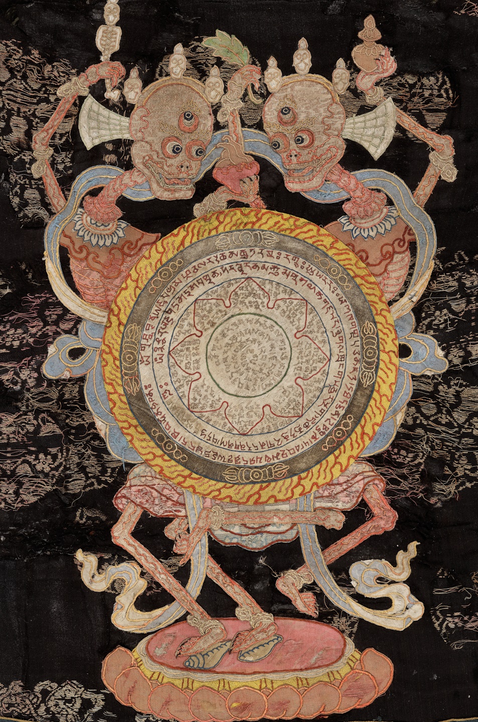 Lot 190 - A SILK APPLIQUÉ THANGKA OF A CHITIPATI