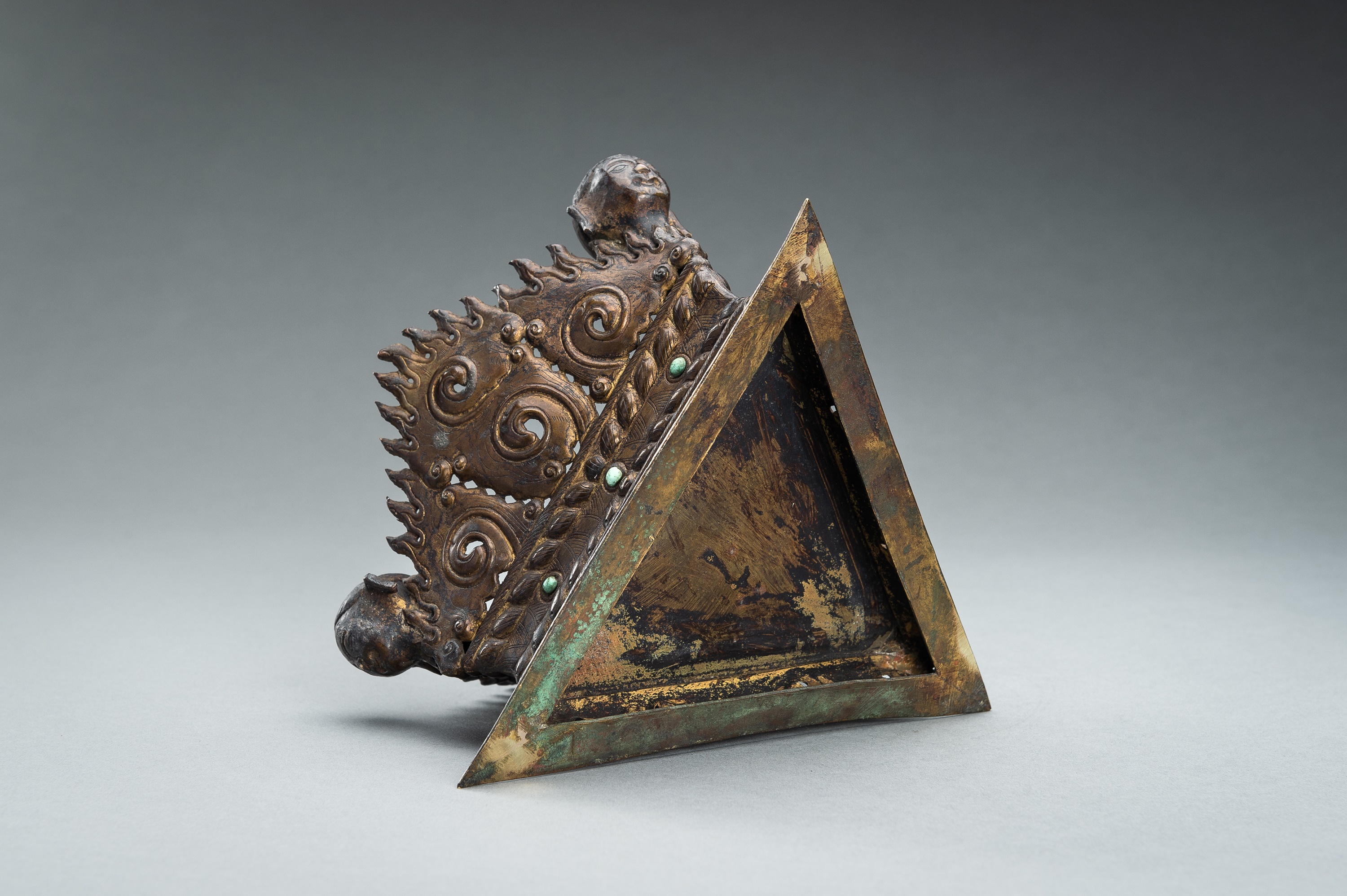 Lot 204 - A COPPER MOUNTED KAPALA AND STAND, 19TH