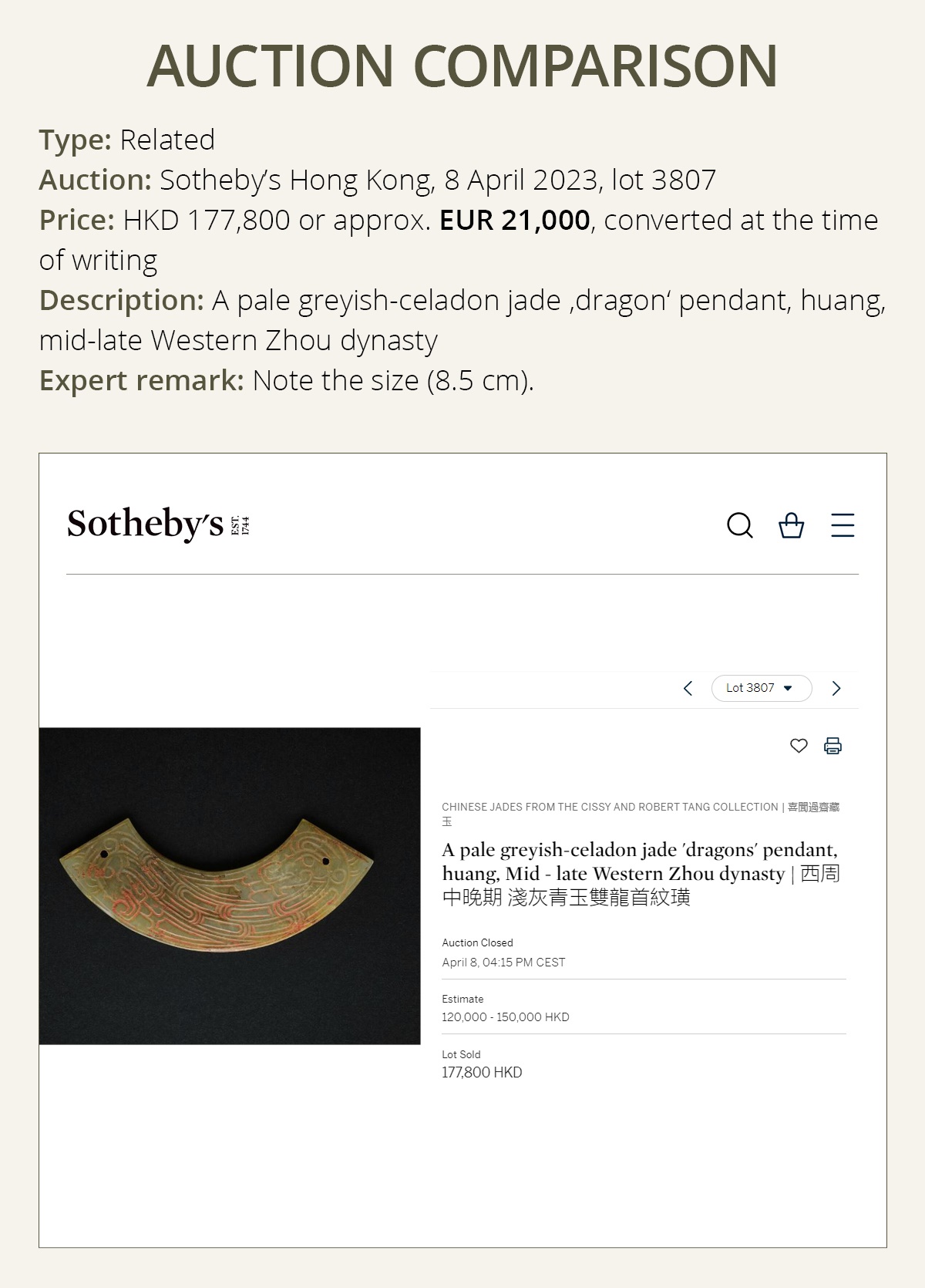 Lot 59 - A JADE ‘DRAGON’ PENDANT, HUANG, WESTERN ZHOU