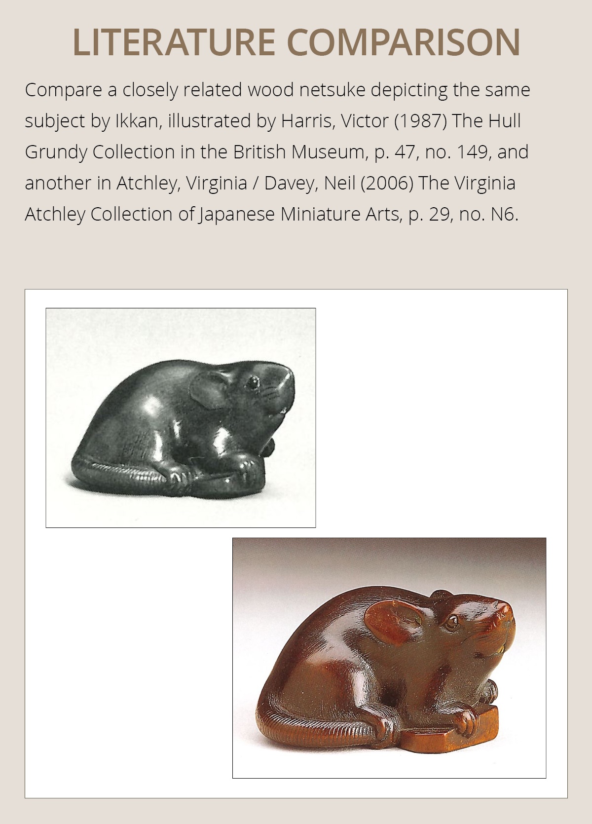 Lot 86 - IKKAN: A FINE WOOD NETSUKE OF A RAT WITH A