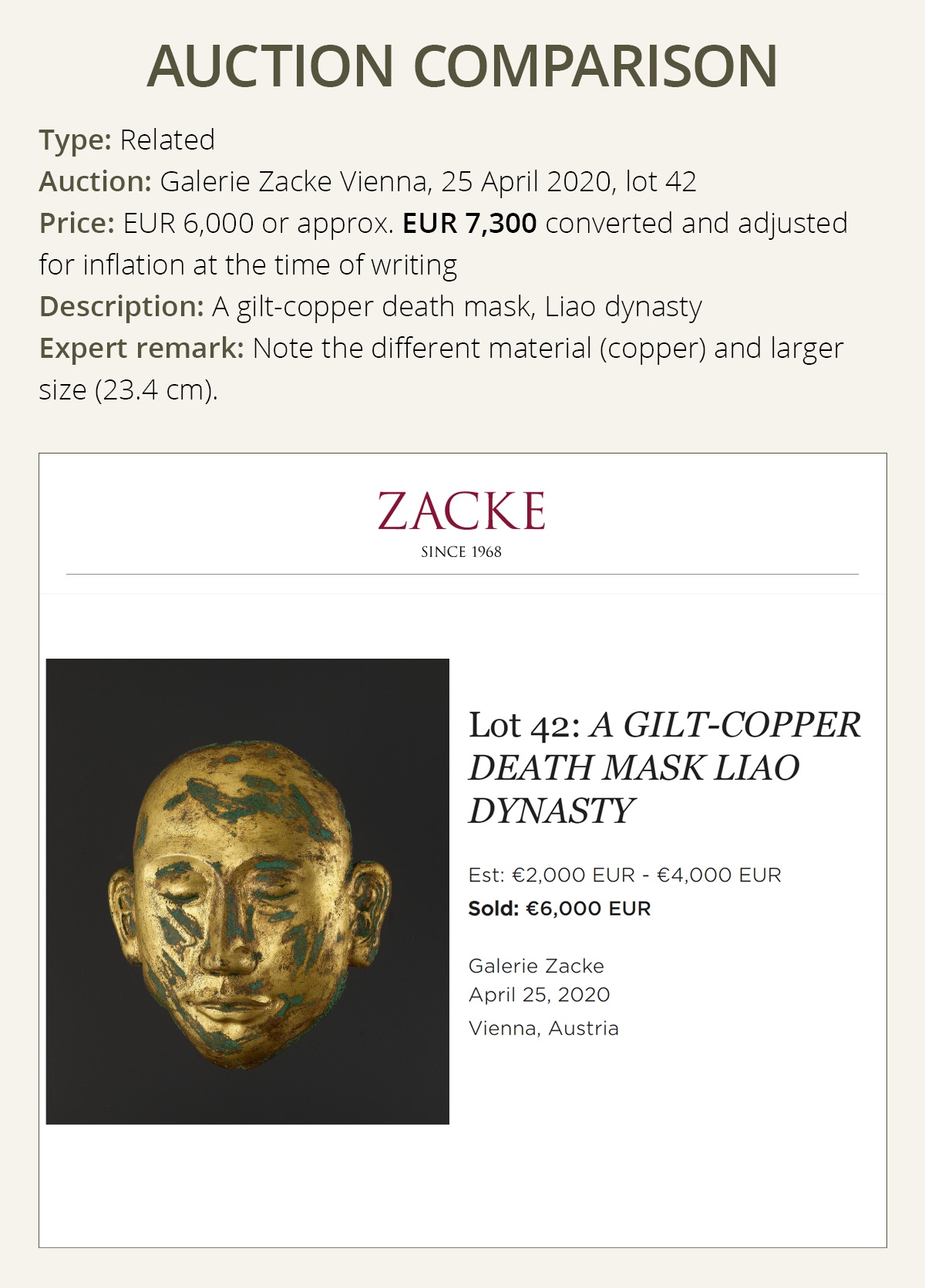 Lot 107 - A SILVER FUNERARY MASK OF A NOBLEMAN, LIAO