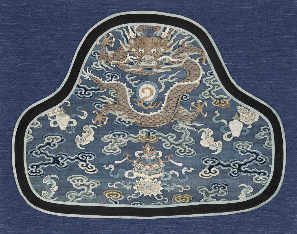 Lot 398 A Blue Ground Kesi ‘dragon Panel Qing