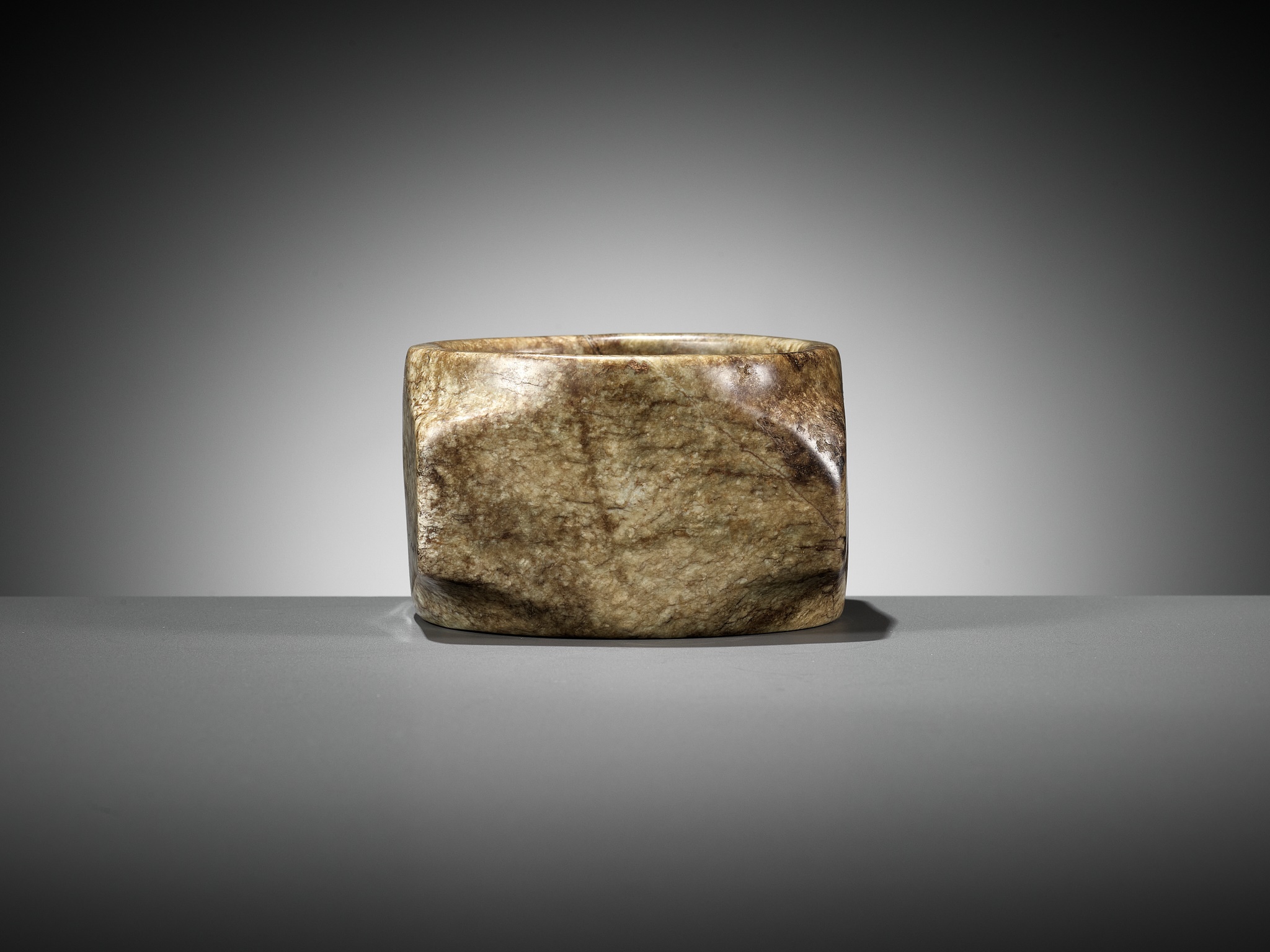 Lot 42 - A MOTTLED JADE CONG, LATE NEOLITHIC TO SHANG