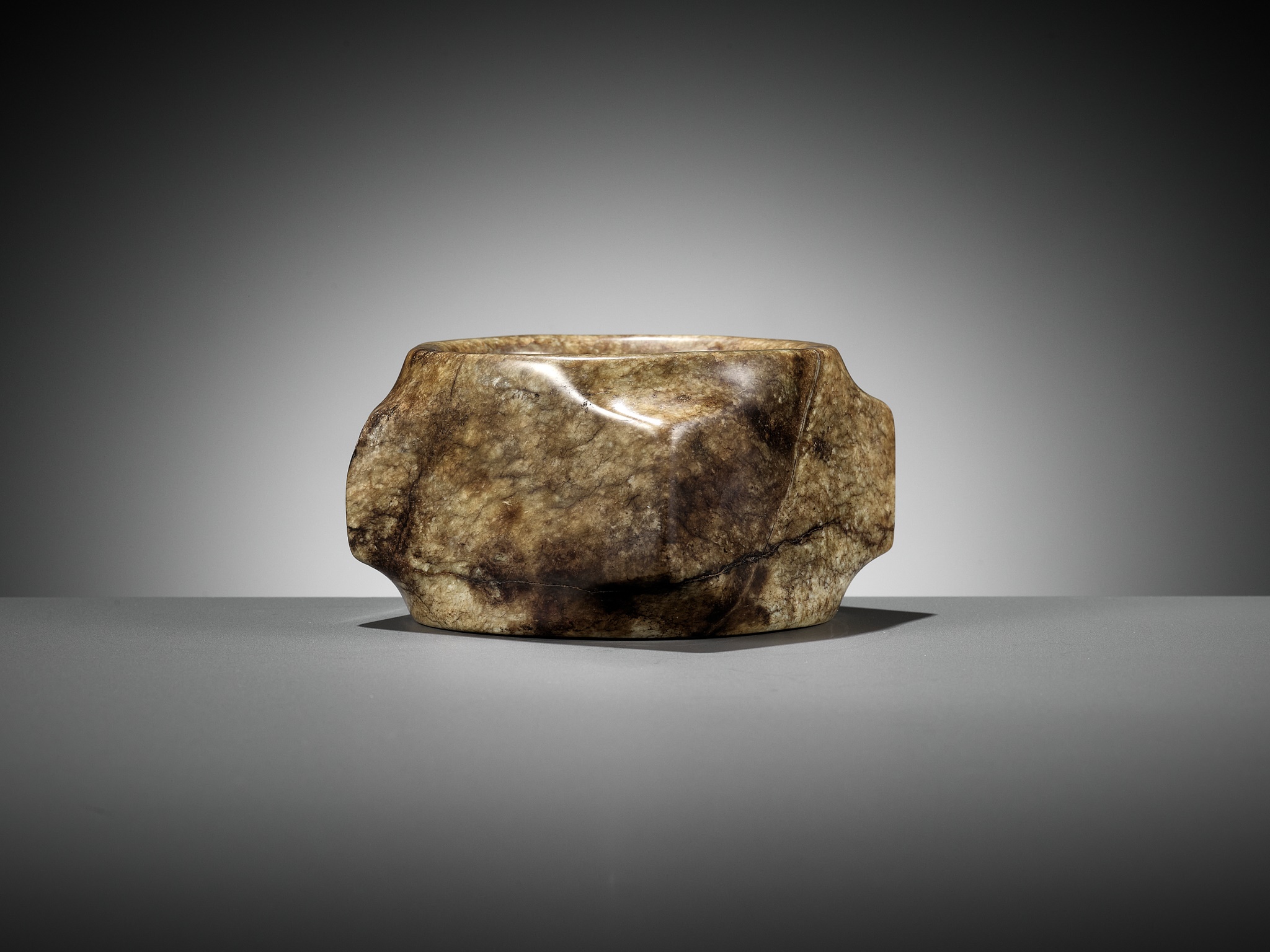 Lot 42 - A MOTTLED JADE CONG, LATE NEOLITHIC TO SHANG