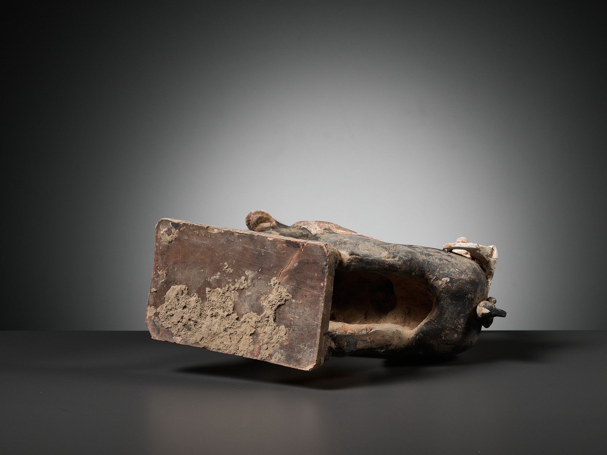 Lot 149 - A RARE PAINTED POTTERY HORSE WITH A