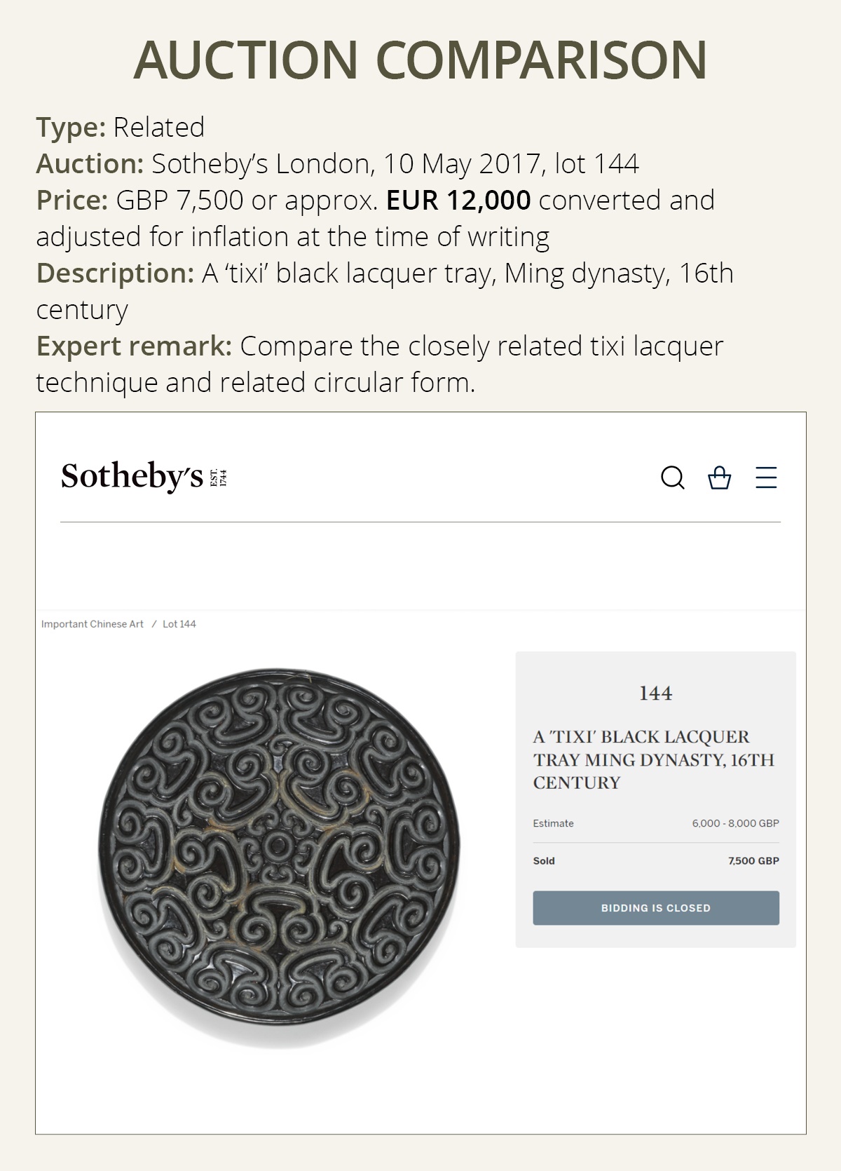 Lot 293 - A BLACK AND CINNABAR TIXI LACQUER CIRCULAR