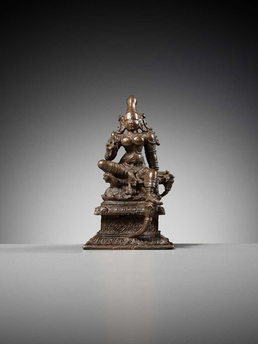 Lot 199 - A RARE BRONZE FIGURE OF PARVATI, CHOLA