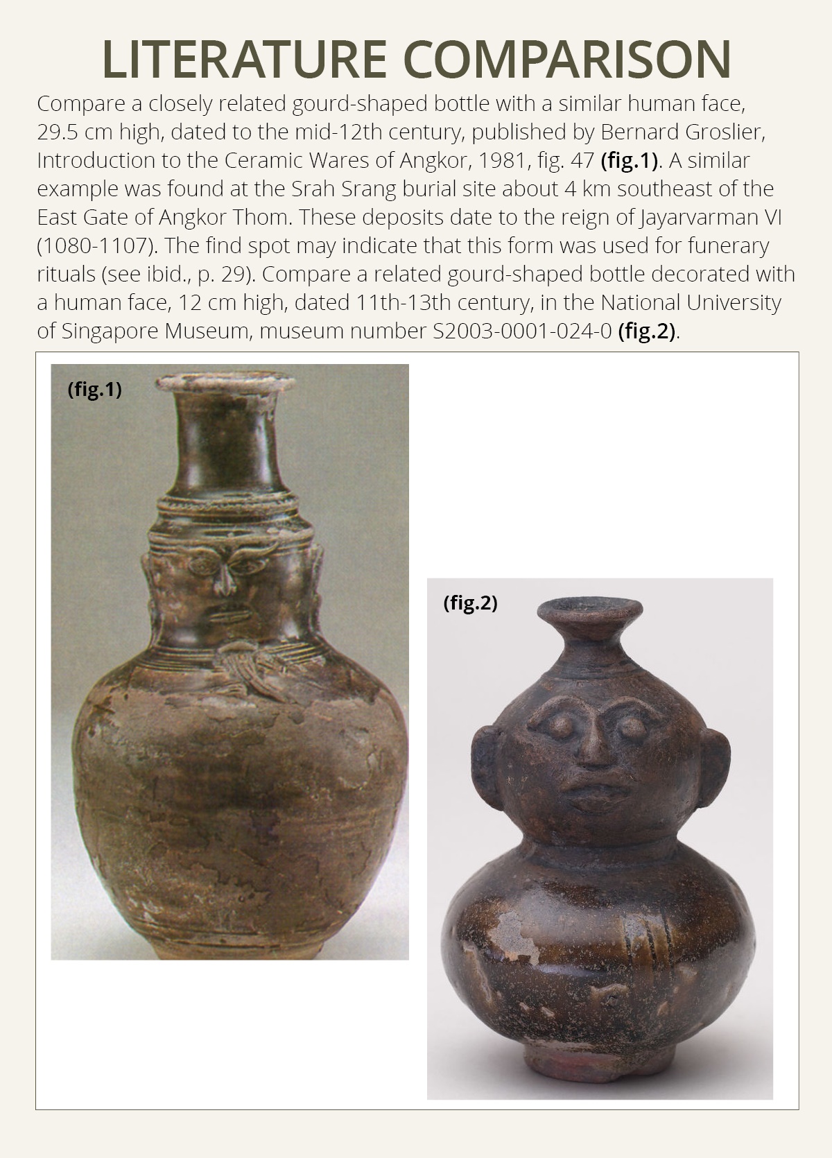 Lot 702 - A BROWN-GLAZED STONEWARE JAR WITH A HUMAN