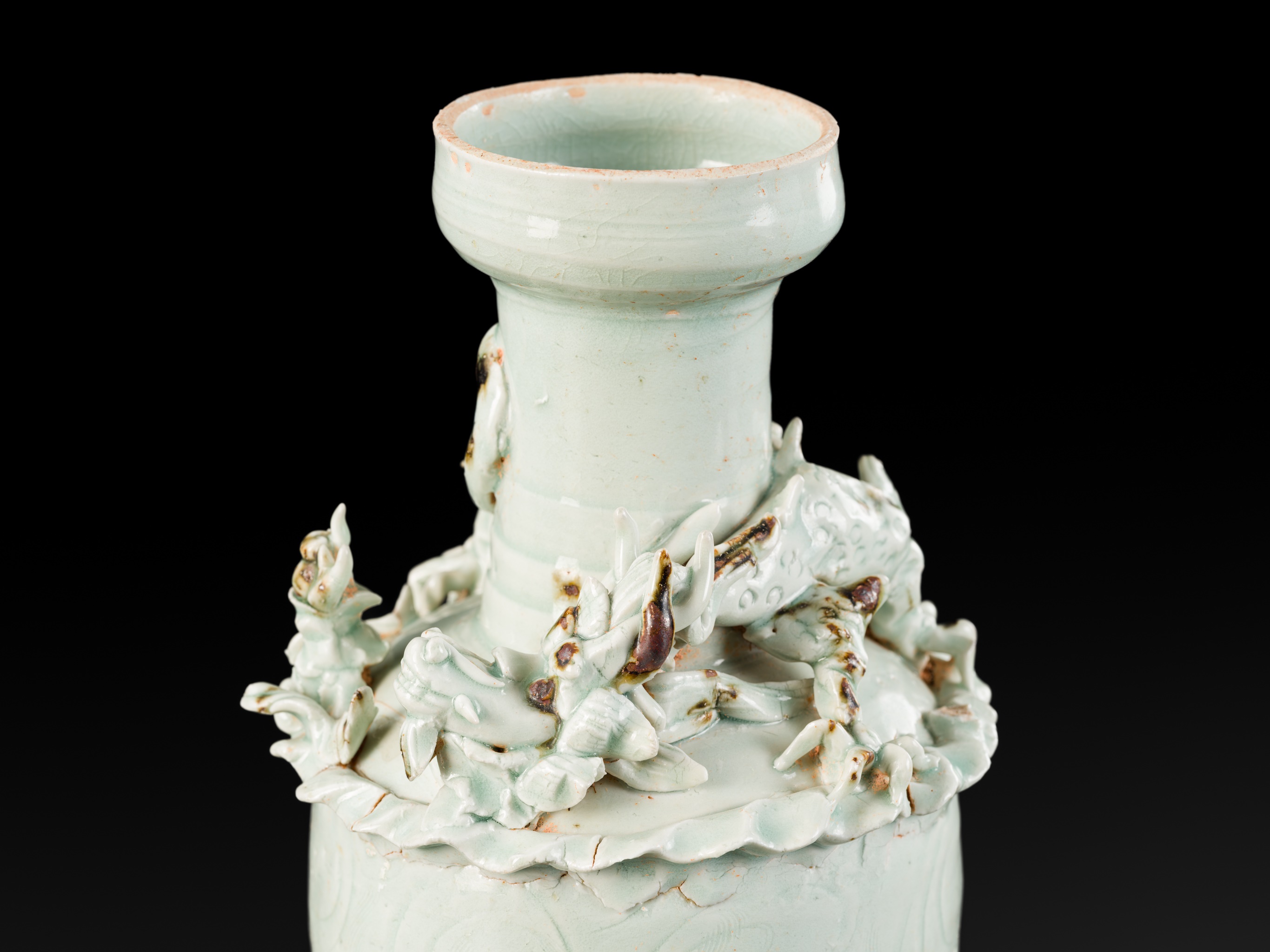 Lot 147 - A PAIR OF QINGBAI FUNERARY JARS AND COVERS