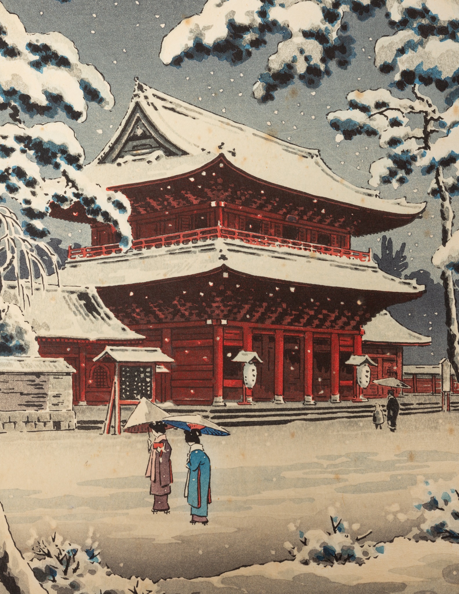 Lot 233 - TSUCHIYA KOITSU: ZOJOJI TEMPLE IN SNOW