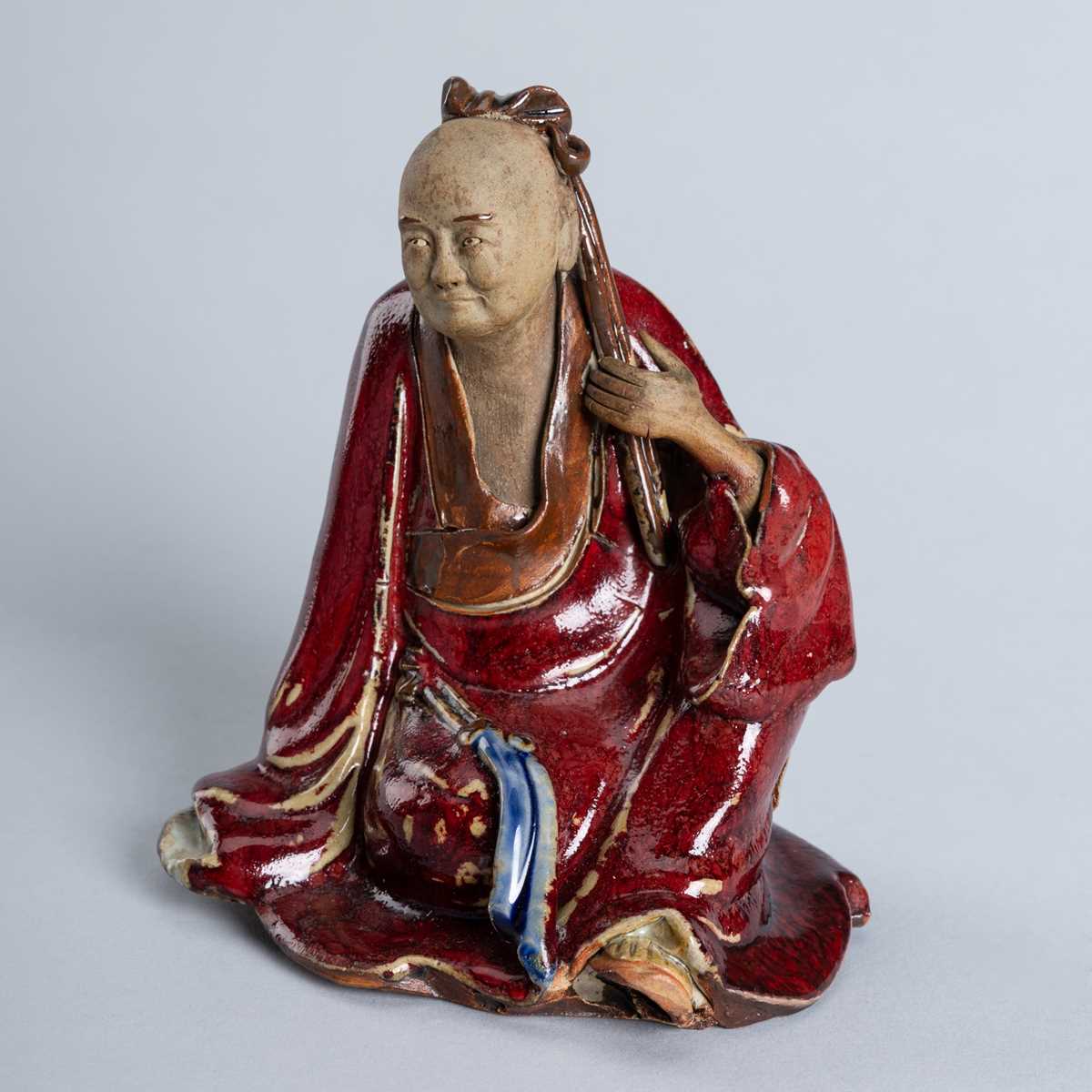 Lot 1366 - A SHIWAN WARE PEACH BLOOM GLAZED CERAMIC