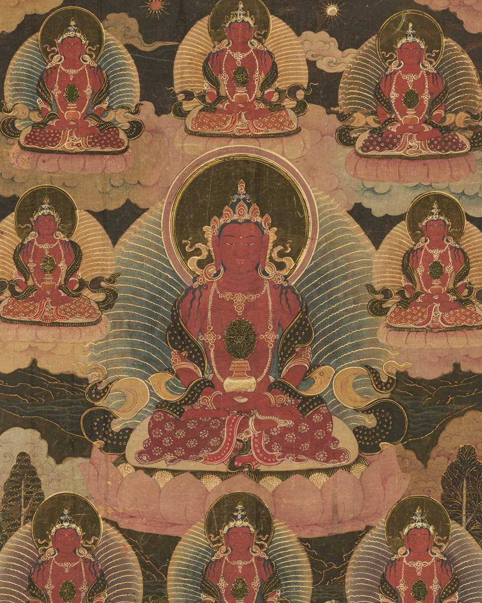 Lot 306 - A THANGKA OF RED AMITAYUS, 18TH – 19TH