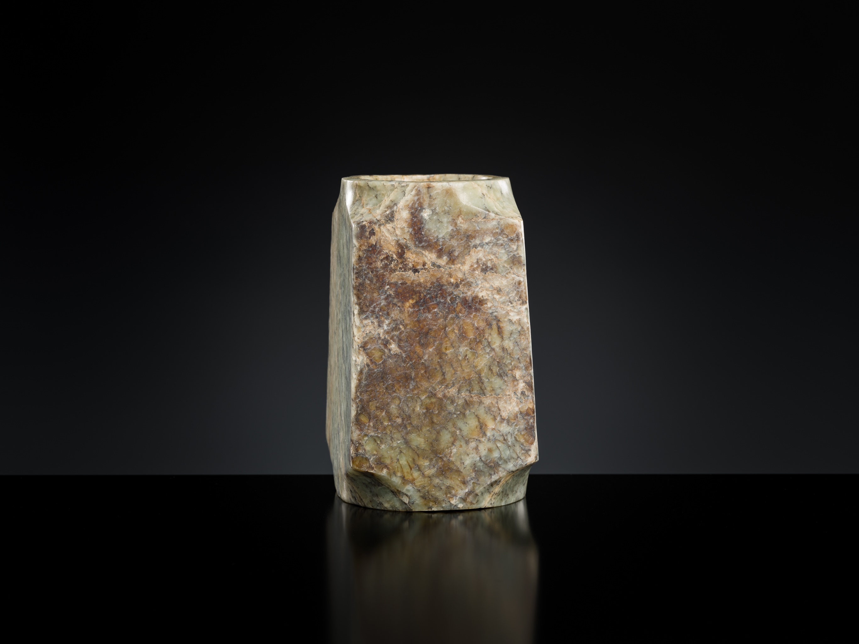 Lot 420 - A CELADON JADE CONG, SHANG DYNASTY