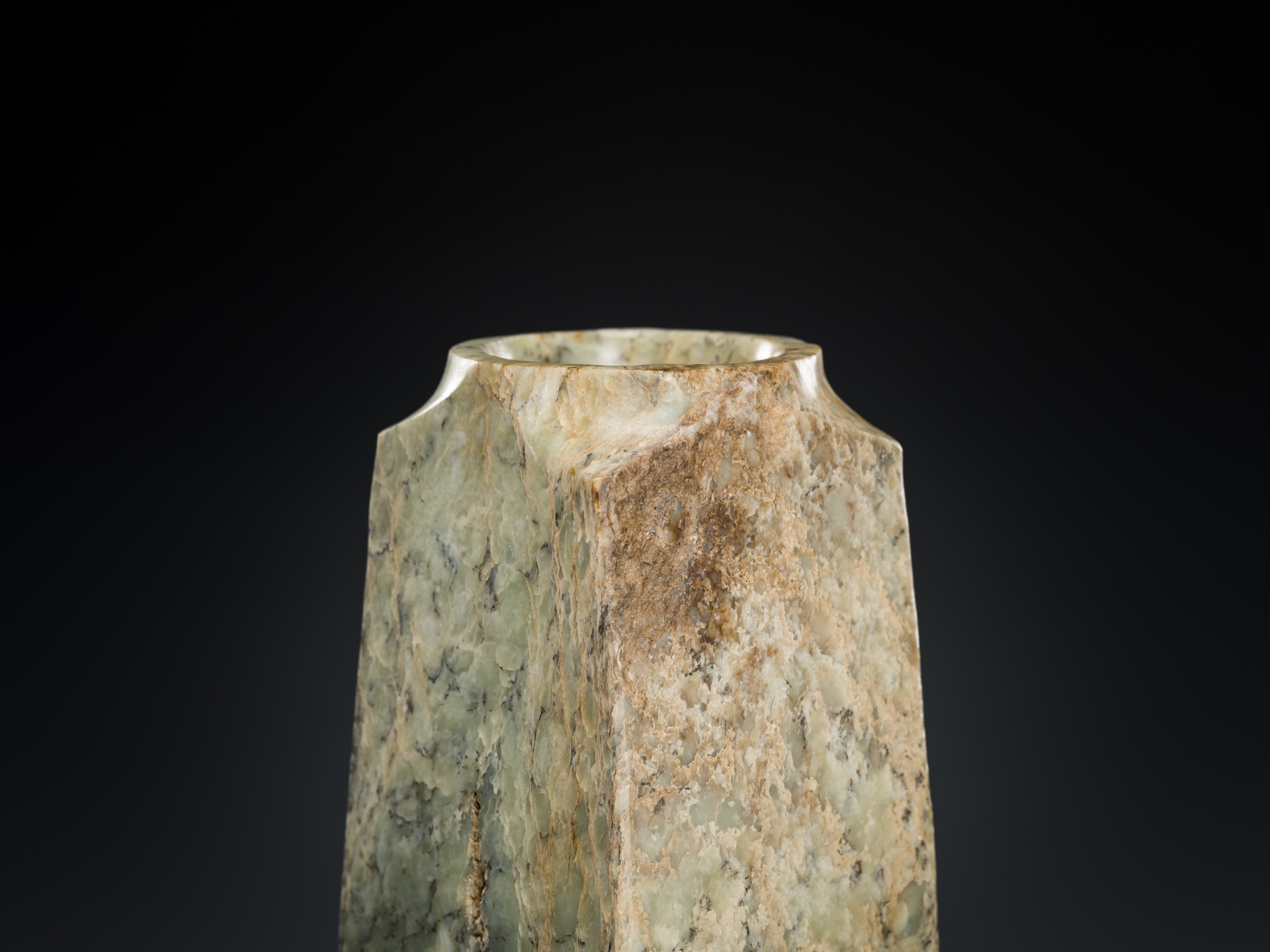 Lot 420 - A CELADON JADE CONG, SHANG DYNASTY