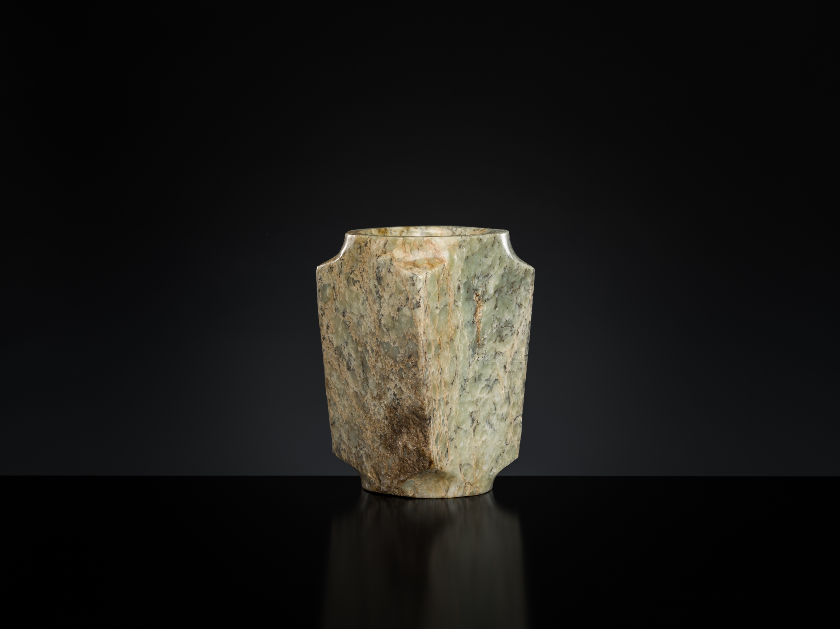 Lot 420 - A CELADON JADE CONG, SHANG DYNASTY