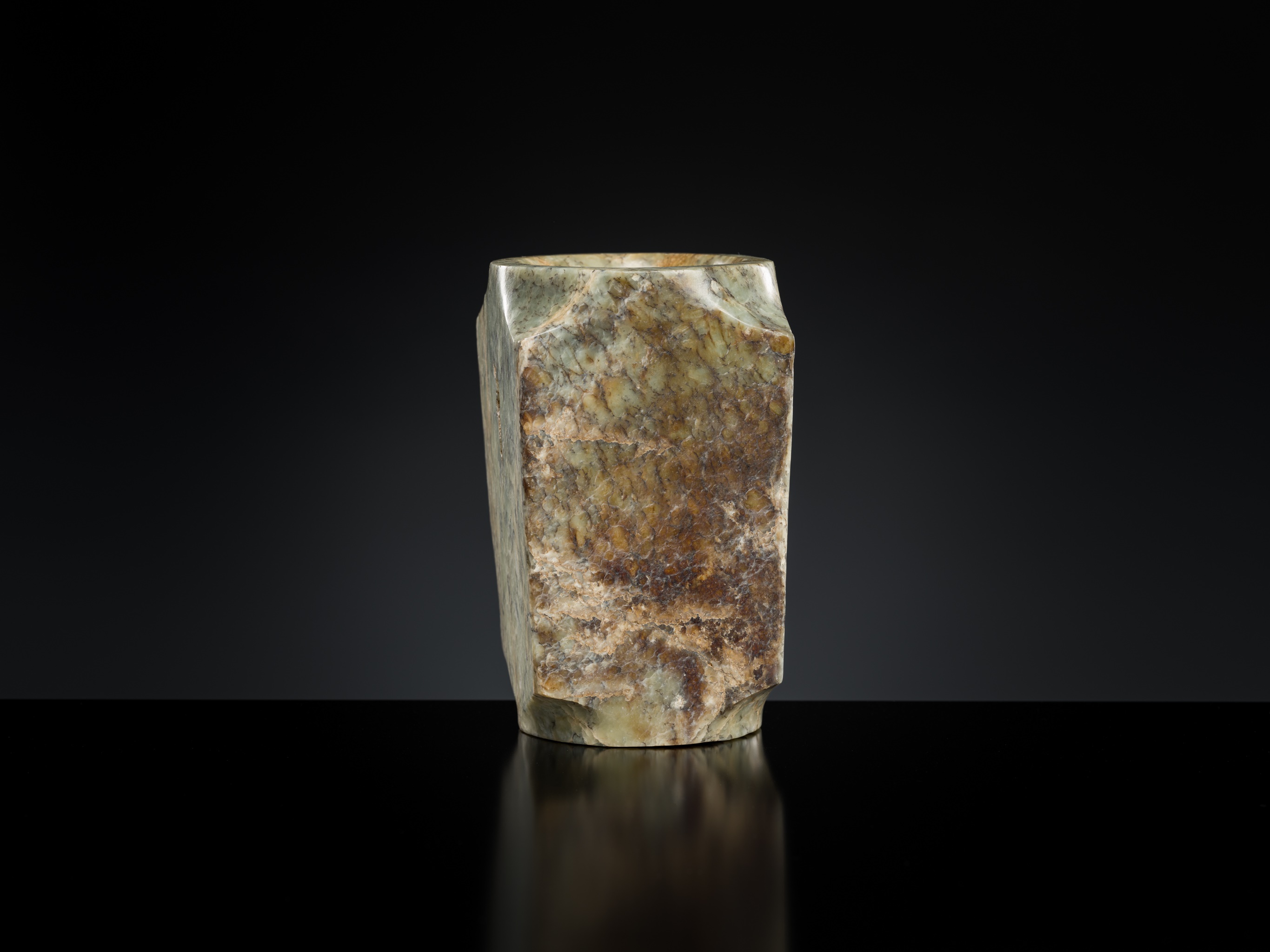 Lot 420 - A CELADON JADE CONG, SHANG DYNASTY