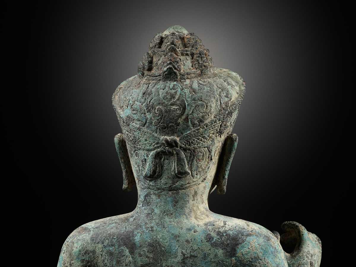 Lot 188 - A LARGE BRONZE FIGURE OF VISHVAKARMAN, BAYON
