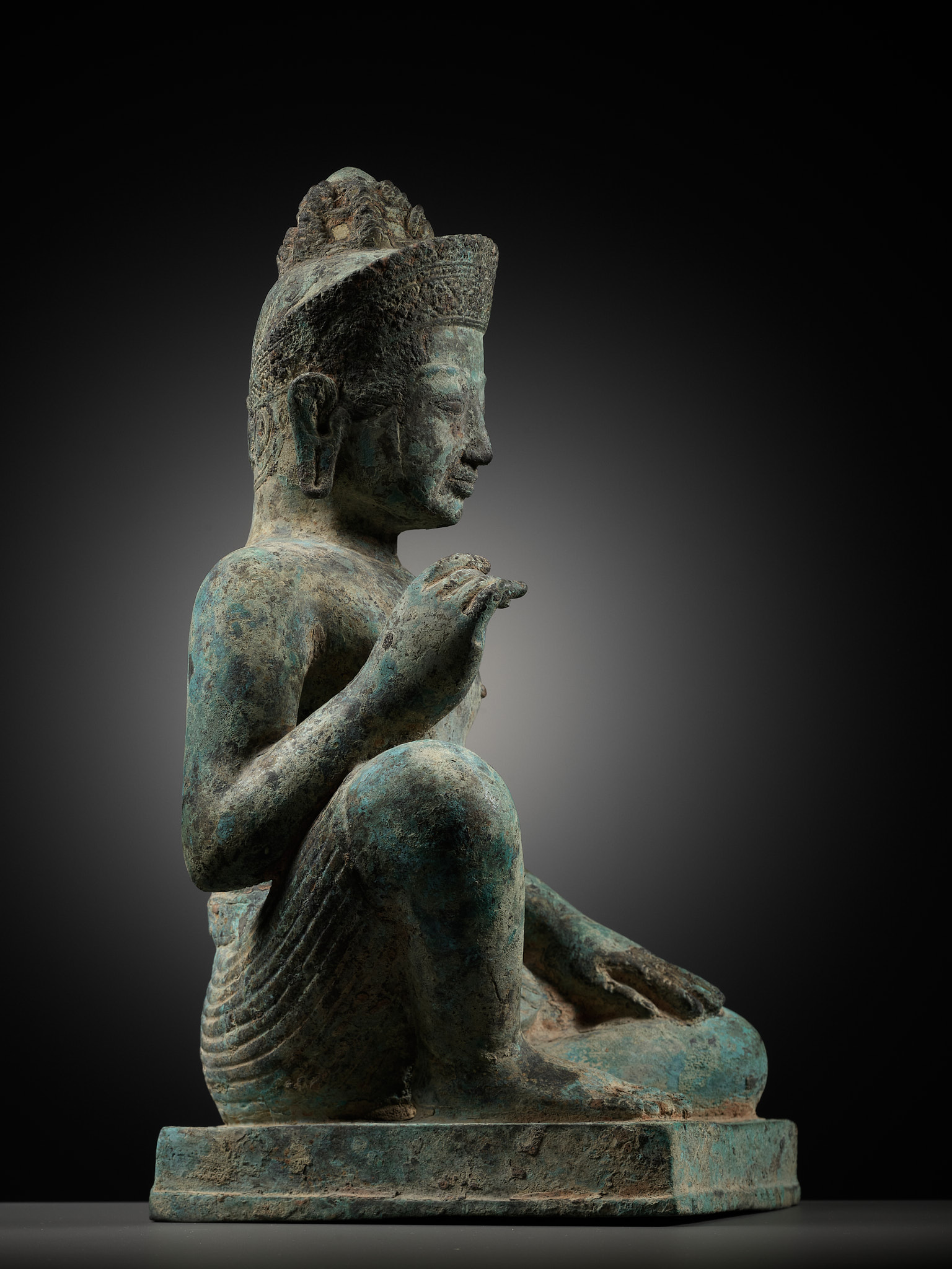 Lot 188 - A LARGE BRONZE FIGURE OF VISHVAKARMAN, BAYON