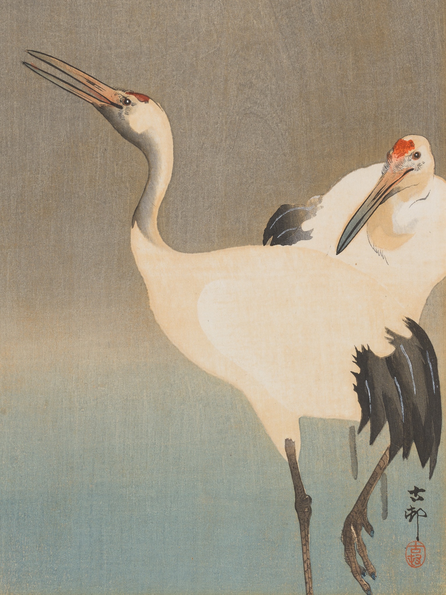 Lot 355 - OHARA KOSON: TWO RED-CROWNED CRANES