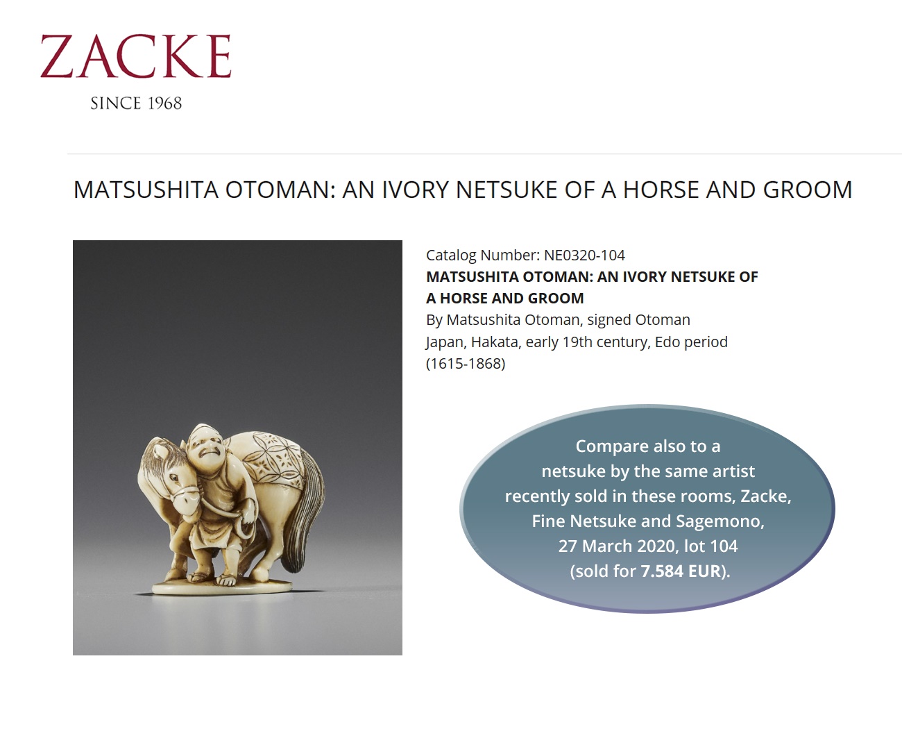 Lot 130 - OTOMAN: A RARE IVORY NETSUKE OF KINTARO WITH