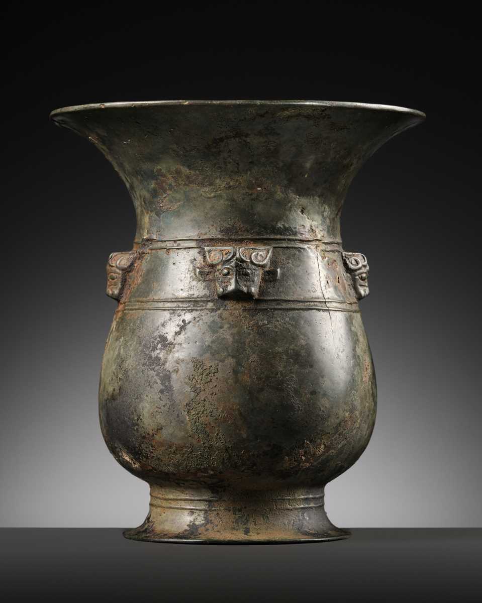 Lot 60 - A BRONZE RITUAL WINE VESSEL, ZUN, WESTERN
