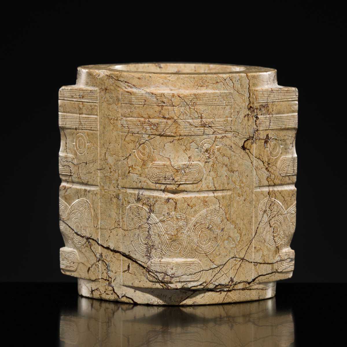 Lot 410 - A FINE TWO-TIERED JADE CONG, LIANGZHU