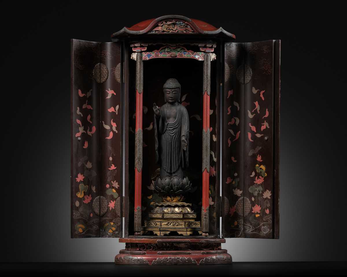 Lot 175 - A LACQUER ZUSHI (PORTABLE BUDDHIST SHRINE)