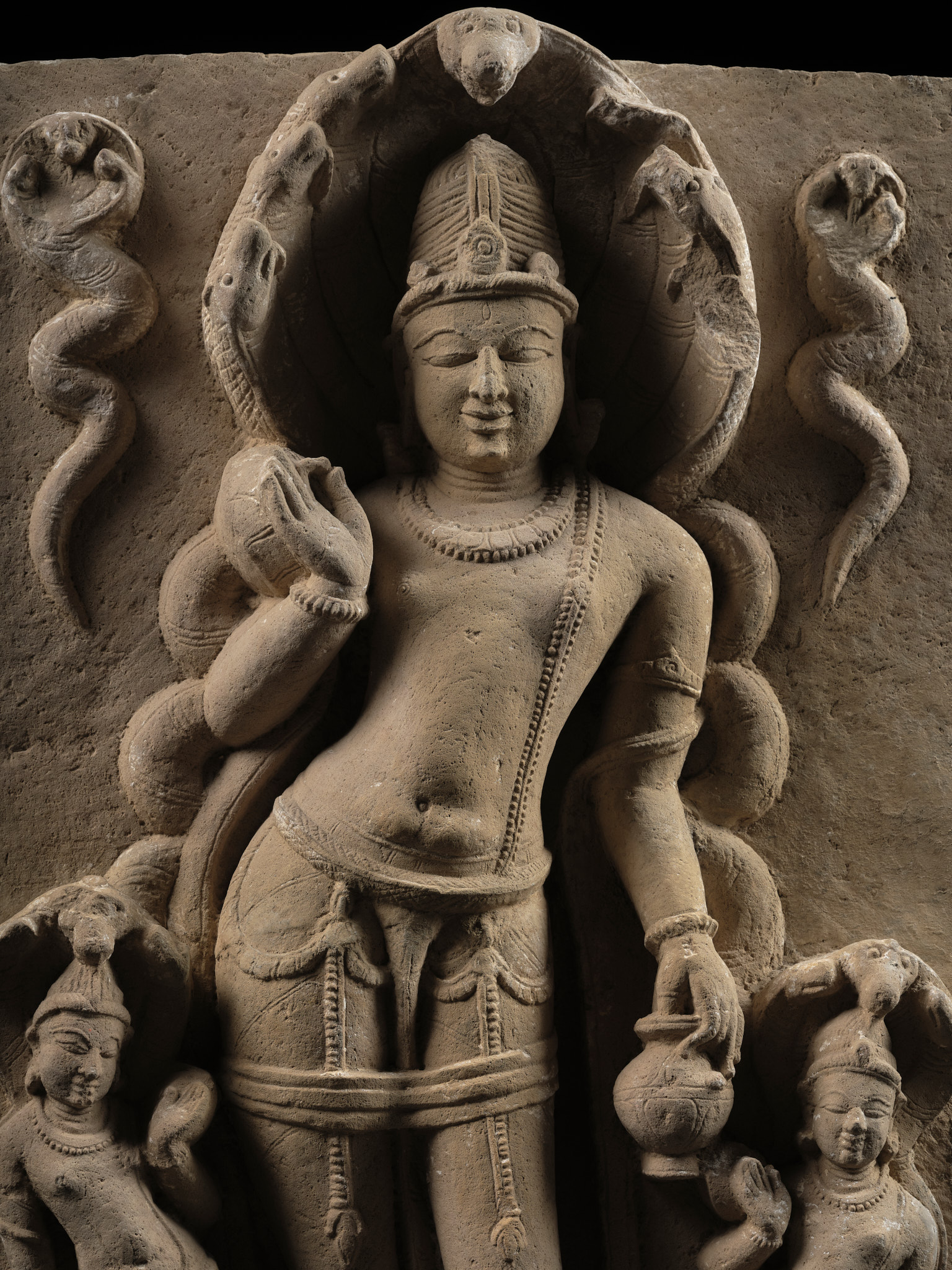 Lot 585 - A LARGE SANDSTONE STELE OF BALARAMA, CENTRAL