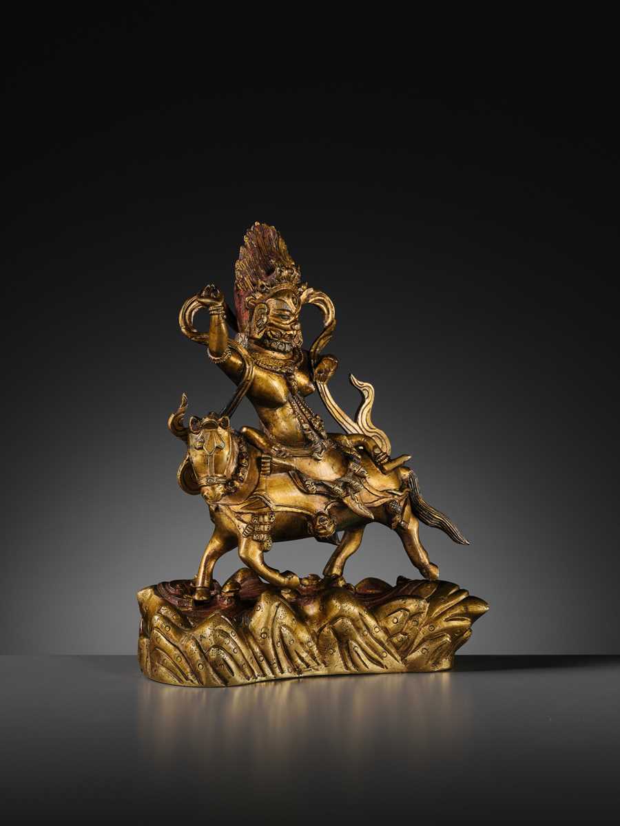 Lot 294 - A GILT BRONZE FIGURE OF SRI DEVI, PALDEN