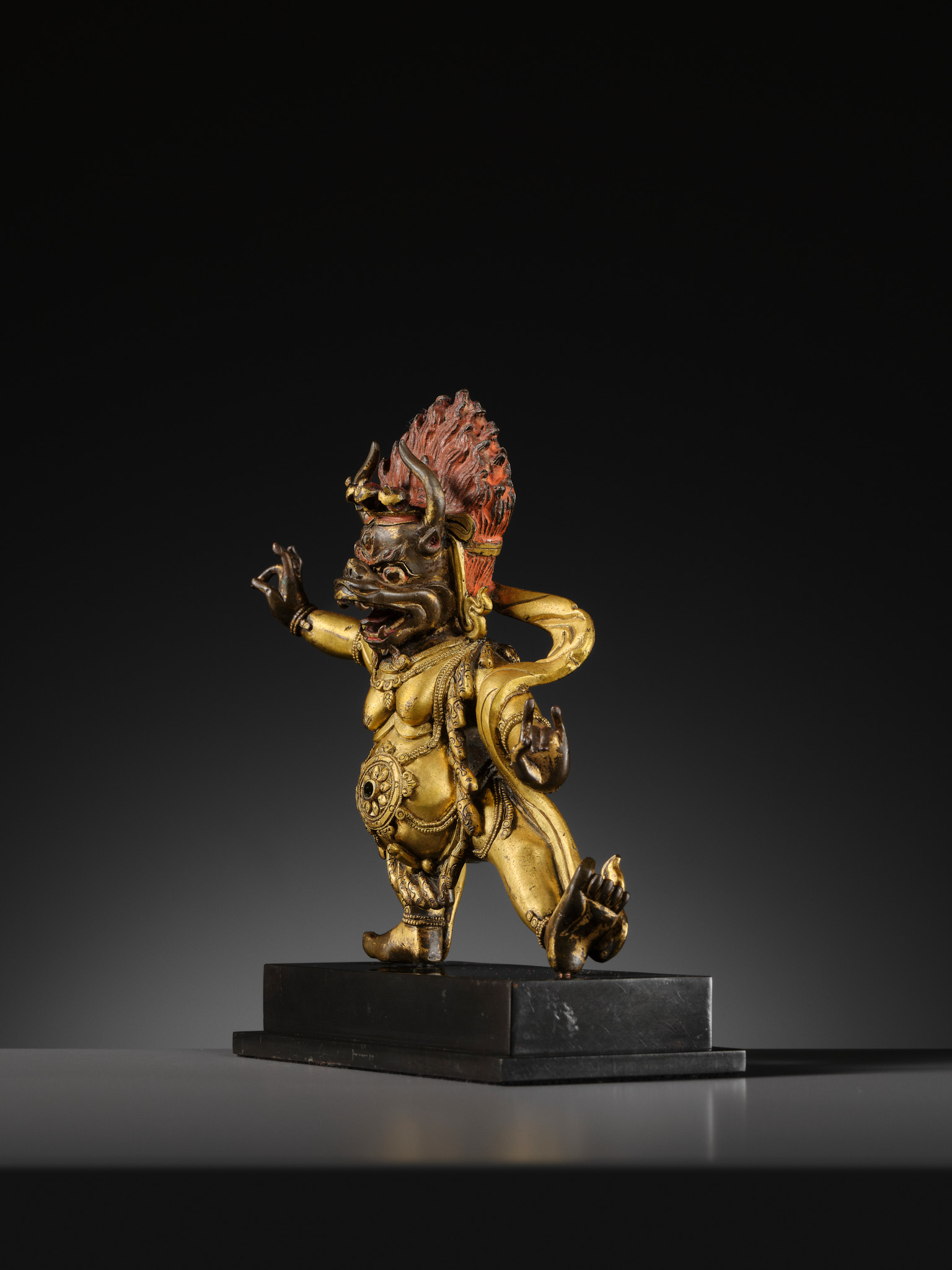 Lot 348 - A GILT BRONZE FIGURE OF YAMA DHARMARAJA,